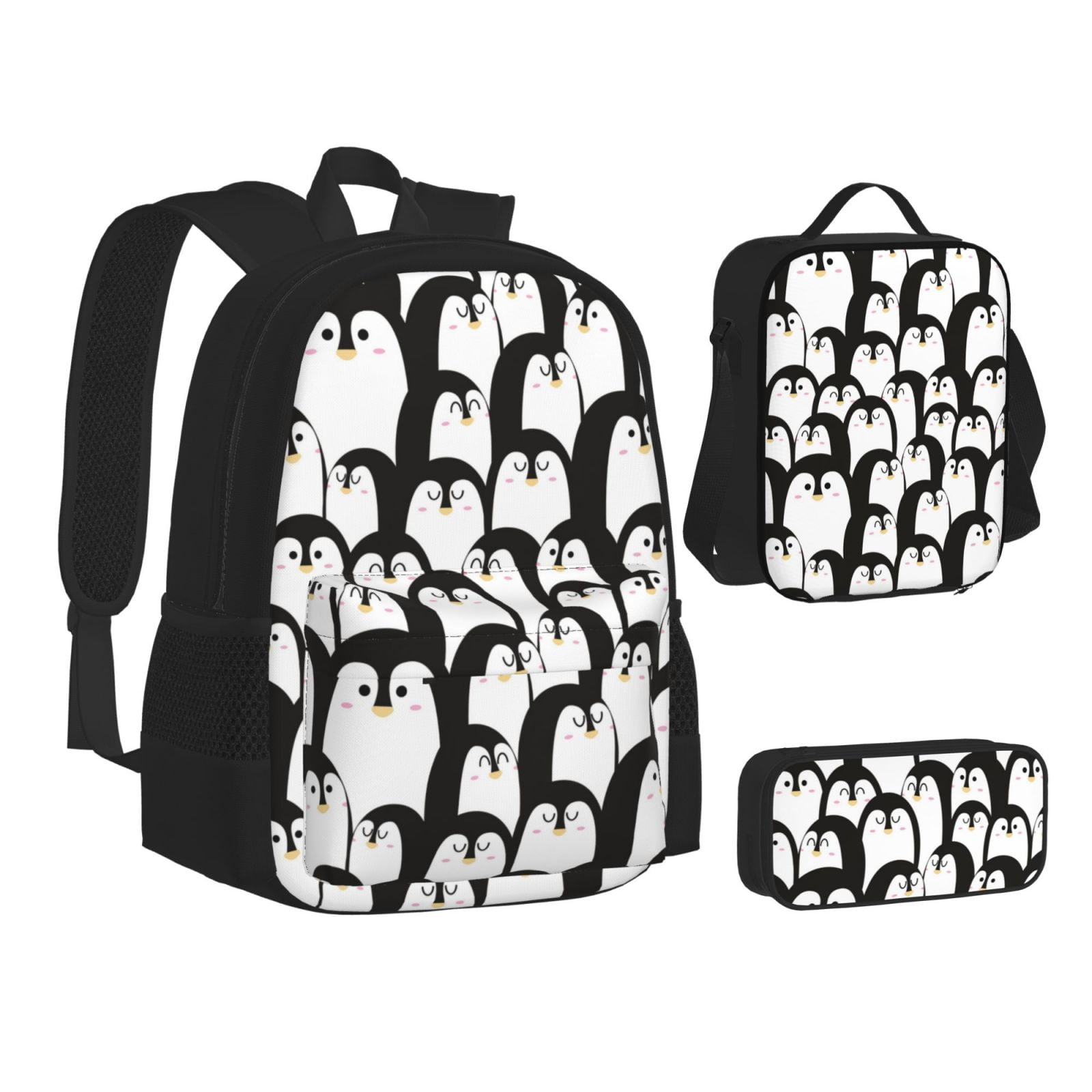 Pofeuu Cartoon Penguin Print Backpack Travel Backpacks With Lunch Bag ...