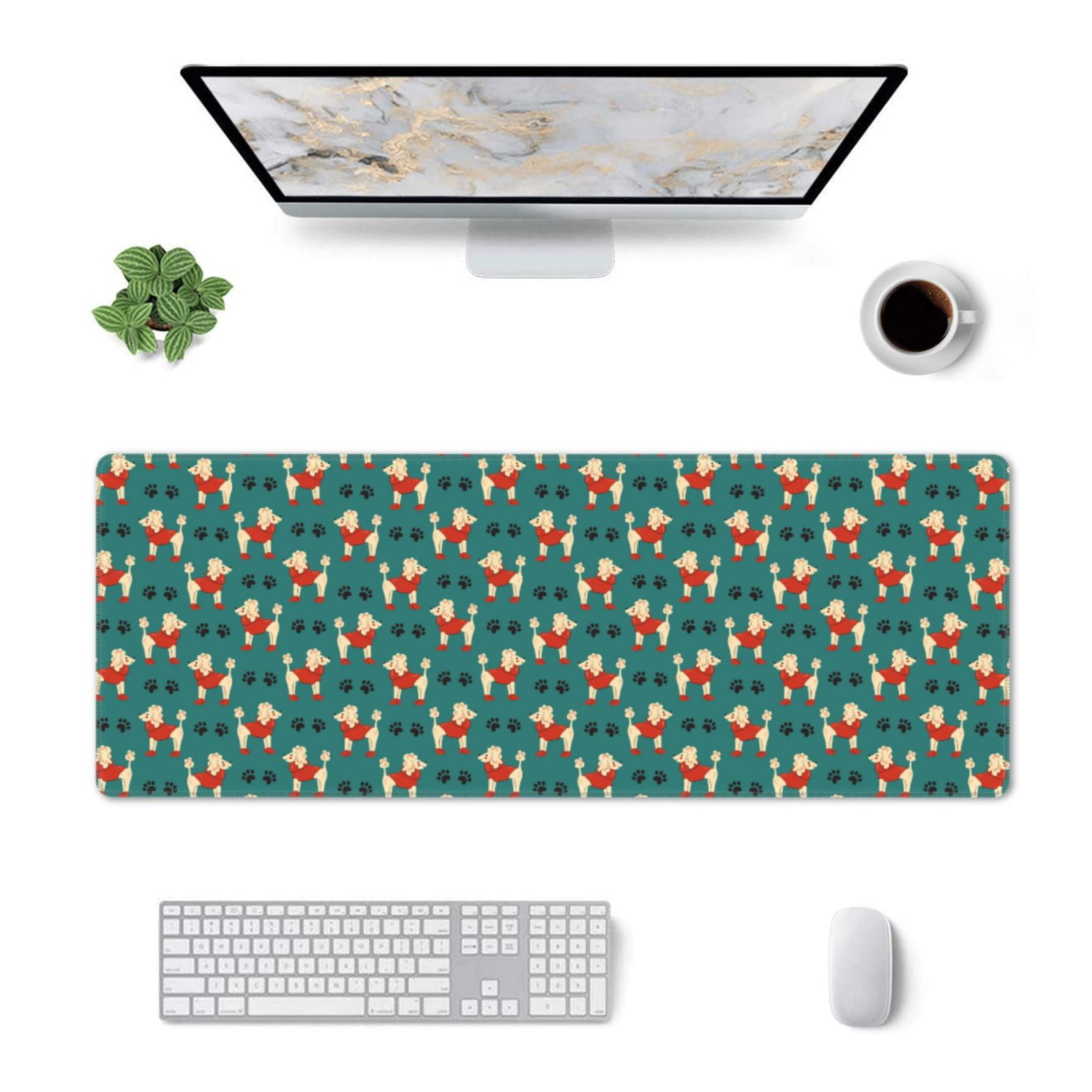 Pofeuu Cartoon Poodle Dog Print Desk Mat for Keyboard and Mouse ...