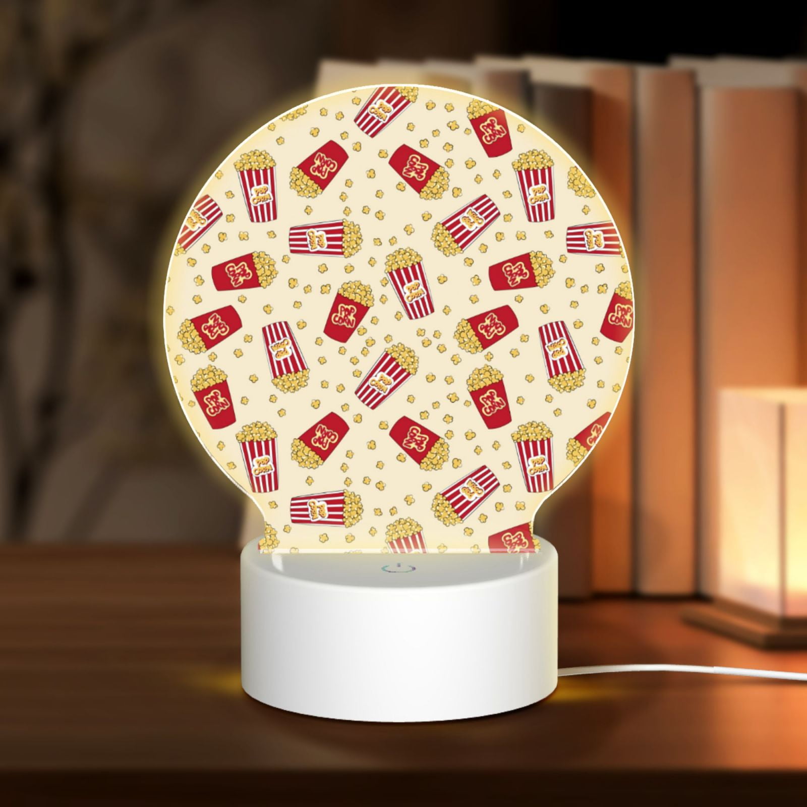 Pofeuu Cartoon Popcorn Print LED Christmas Night Light Lamp Base Gift ...
