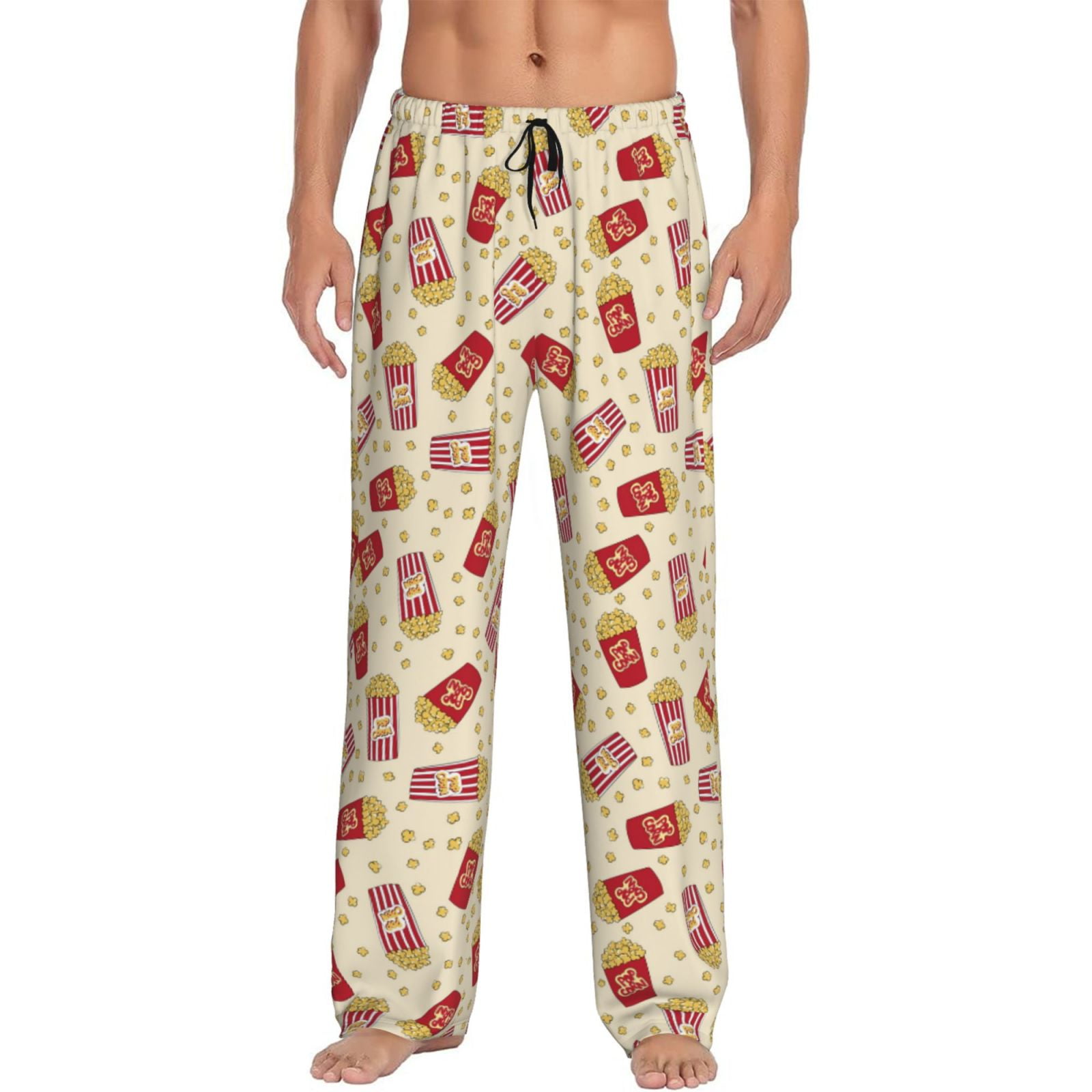 Pofeuu Cartoon Popcorn Print Men's Pajama Pants, Soft Lounge Pajama ...