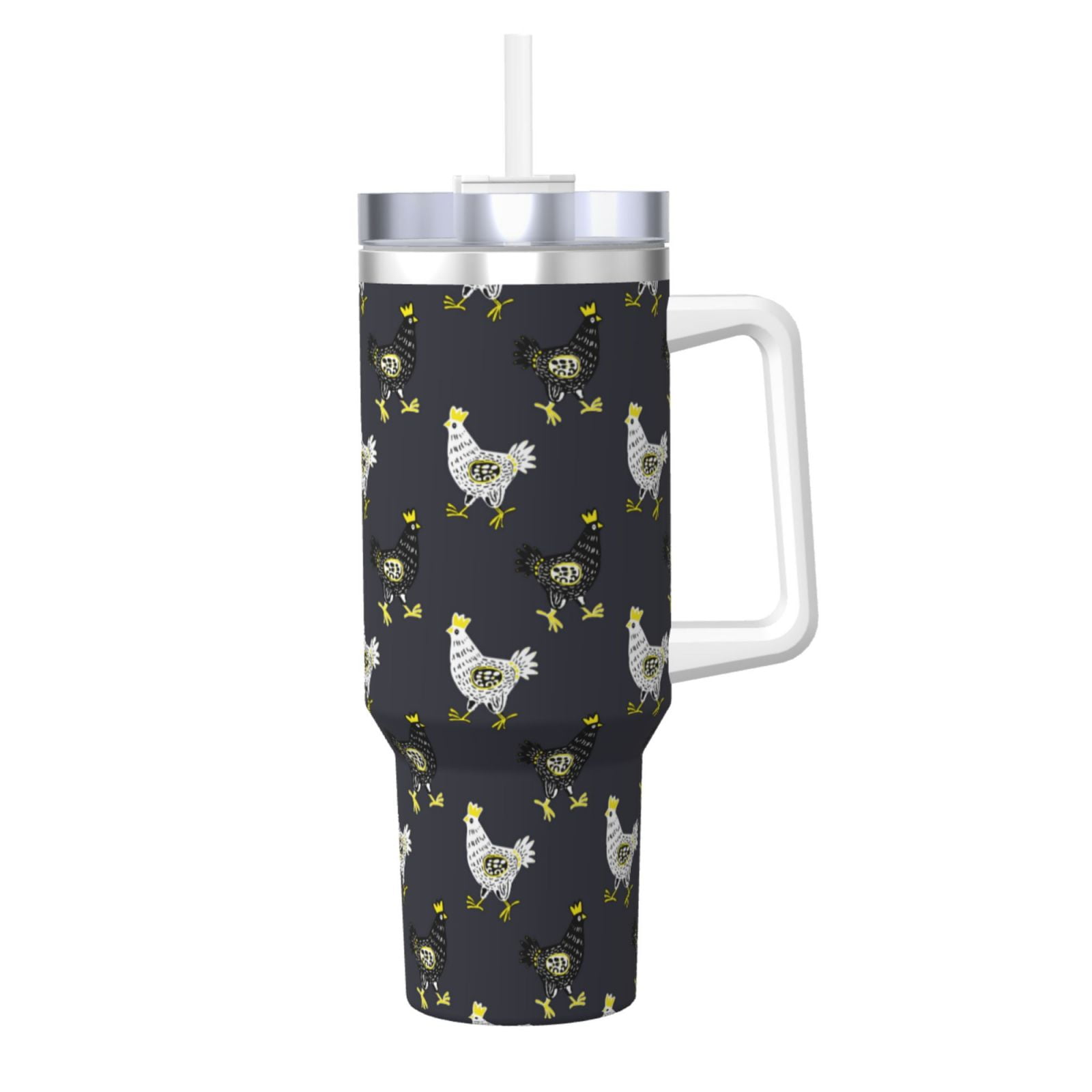 Pofeuu Cartoon Rooster Print 40oz Ice Bully With Handle And Straw ...