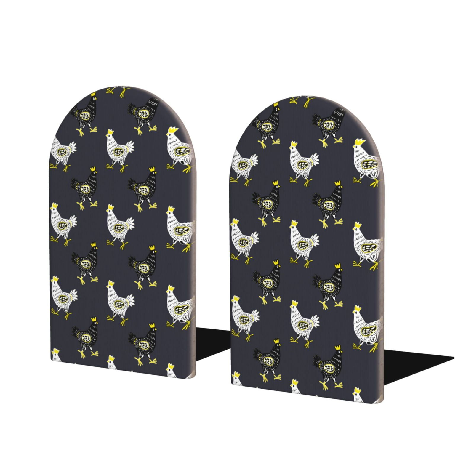 Pofeuu Cartoon Rooster Print Large Bookend Hold Heavy Books- Wood ...