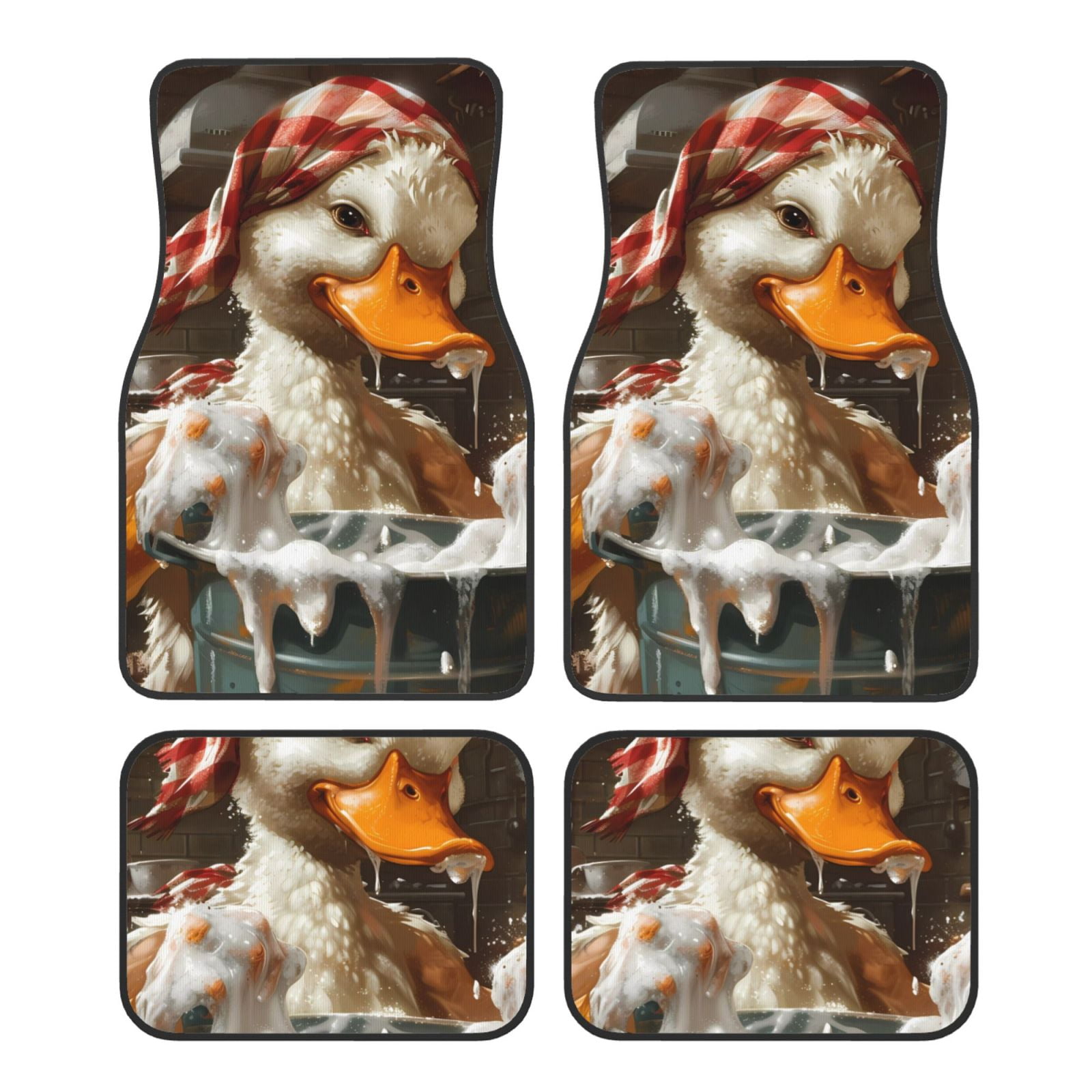 Pofeuu Cartoon Scottish Duck Print Car Foot Mat Set of 4 Pieces - All ...