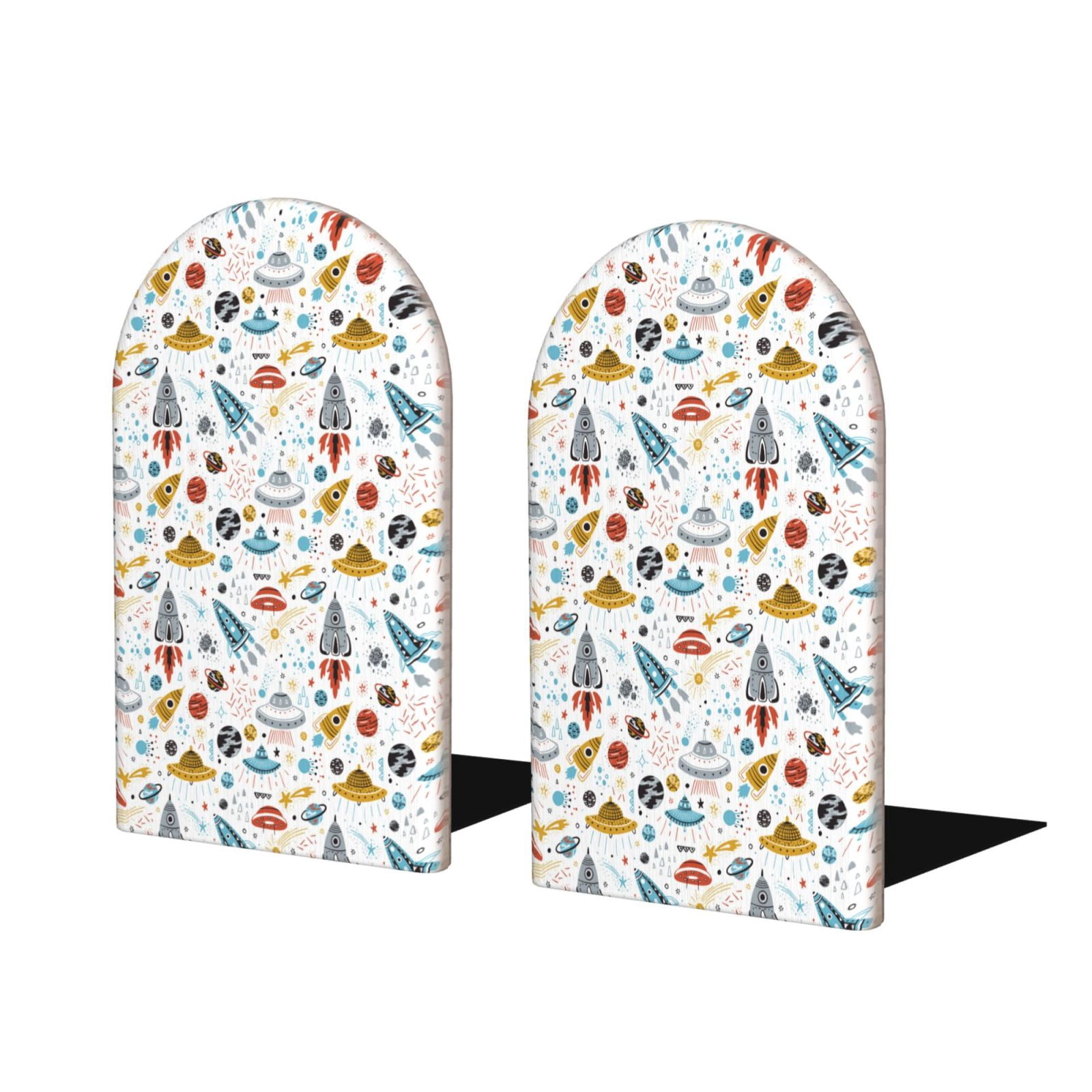 Pofeuu Cartoon Space Print Large Bookend Hold Heavy Books- Wood ...