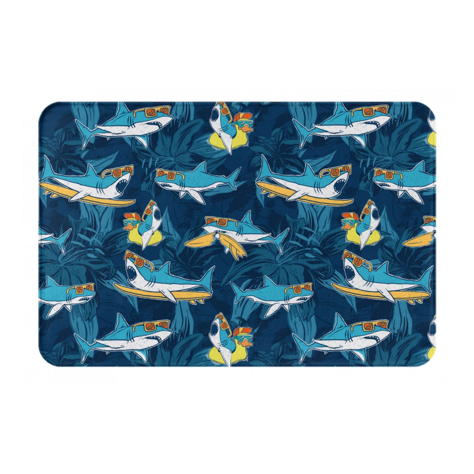 Pofeuu Cartoon Surfer Sharks Print Flannel Doormats Rug16"x24"Rug ...