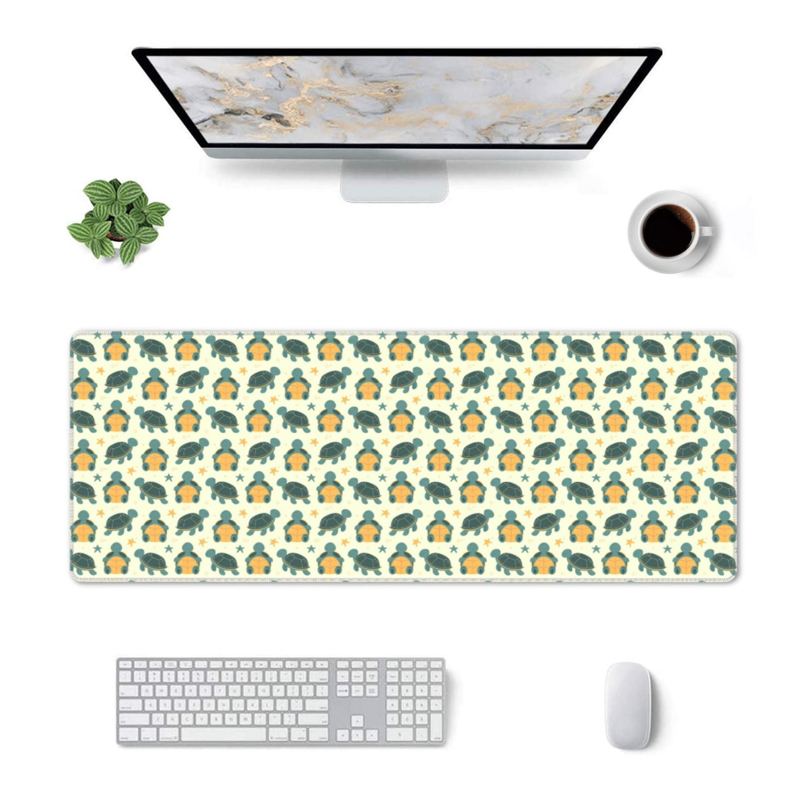Pofeuu Cartoon Turtles Print Desk Mat for Keyboard and Mouse，Computer ...