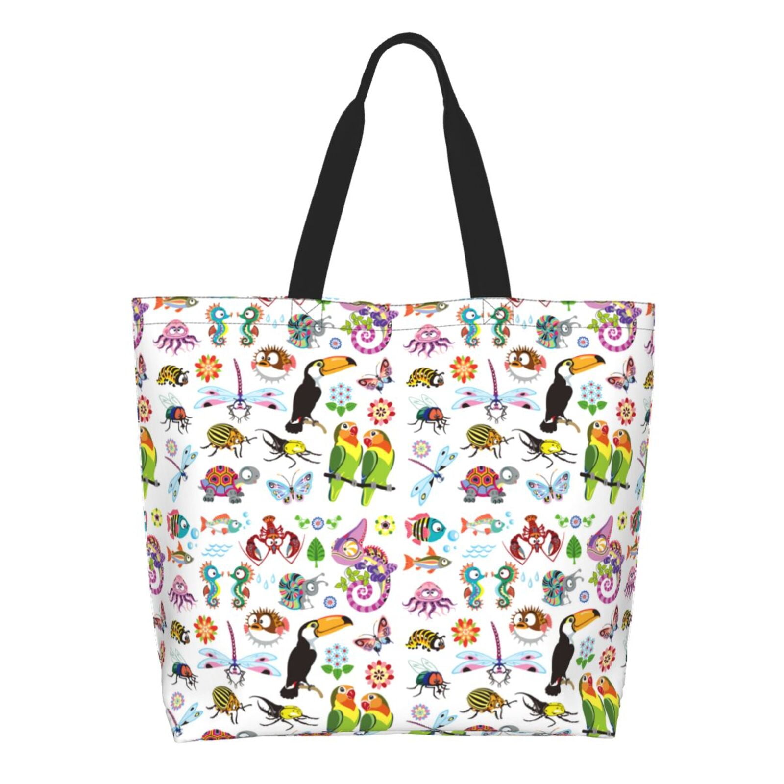 Pofeuu Cartoon Wild Animals Print Reusable Grocery Bags - Washable ...