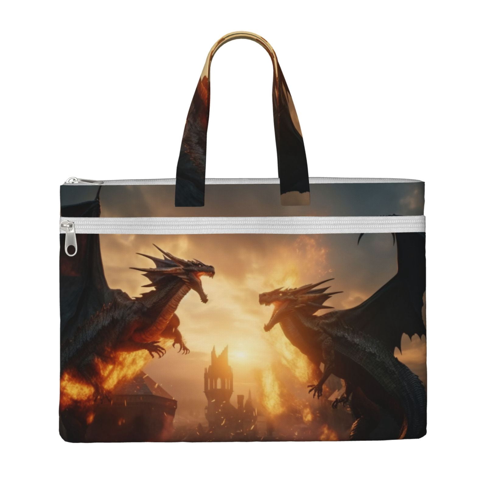 Pofeuu Castle Cool Fire Dragon Print Laptop Bag Carrying - Computer Bag ...