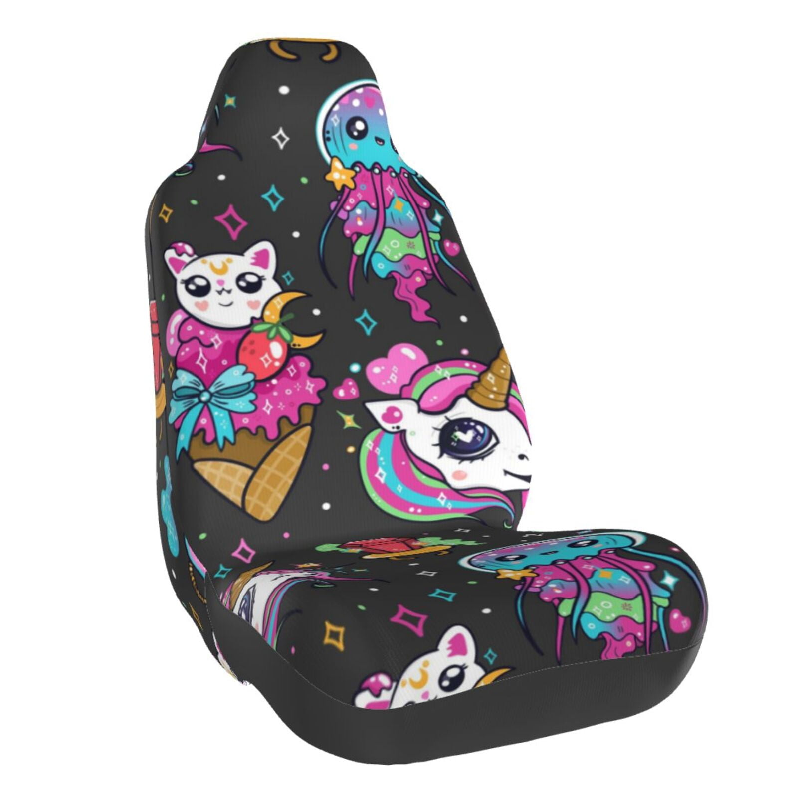 Pofeuu Cat Icecream Print Automotive Car Seat Covers Flat Cloth Full ...