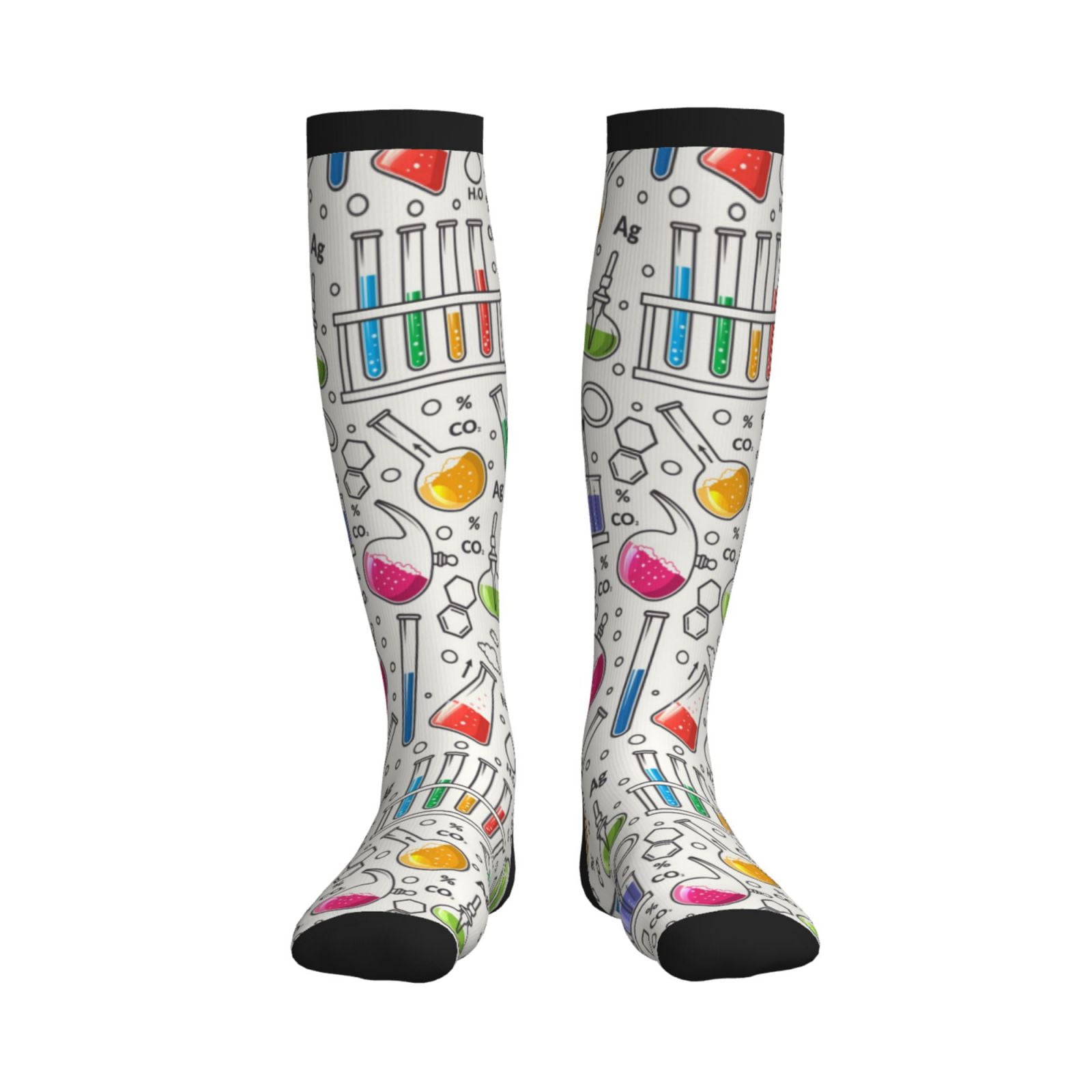 Pofeuu Chemical Flasks And Test Tubes Print Compression Socks for Women ...