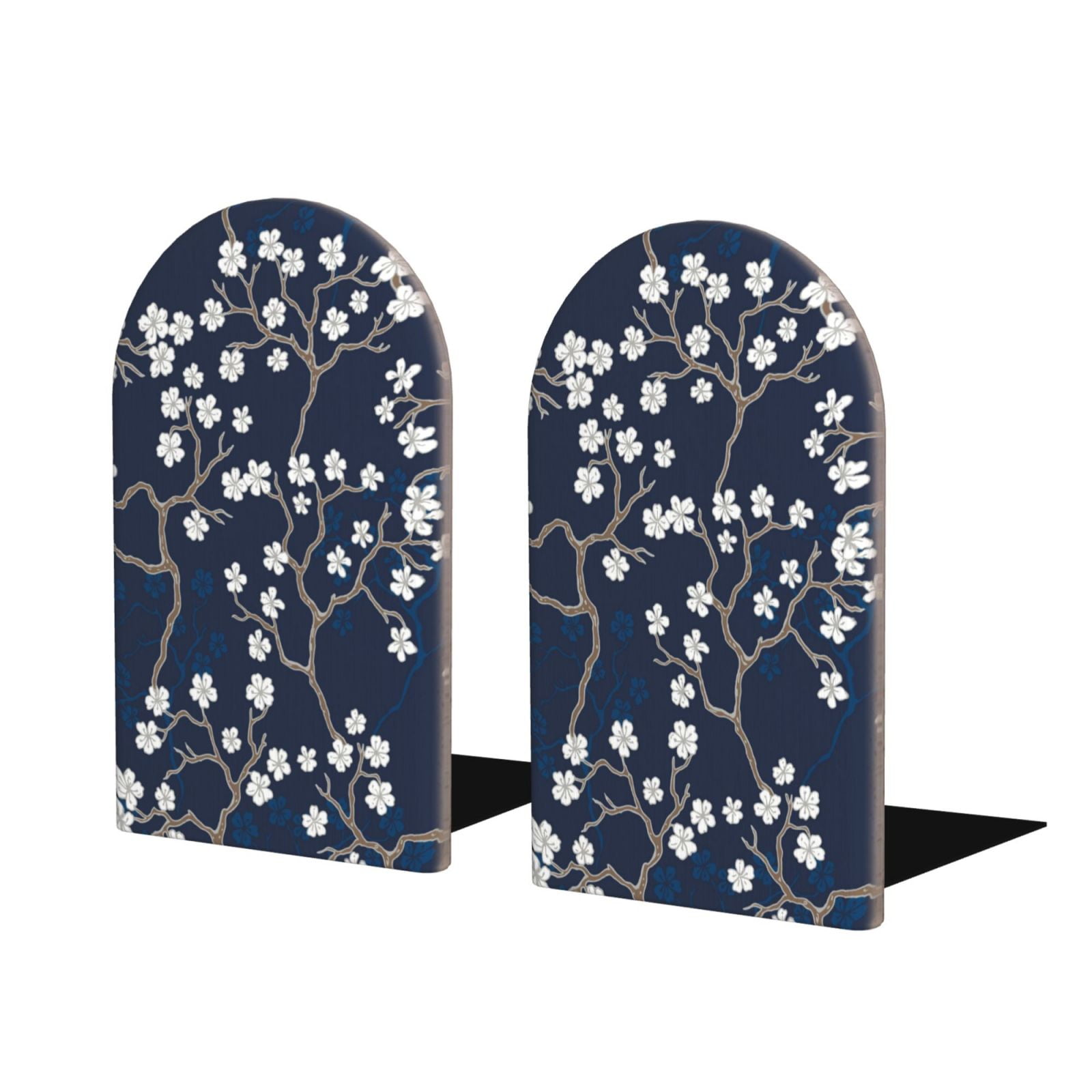 Pofeuu Cherry Blossoms on Navy Background Print Large Bookend Hold ...