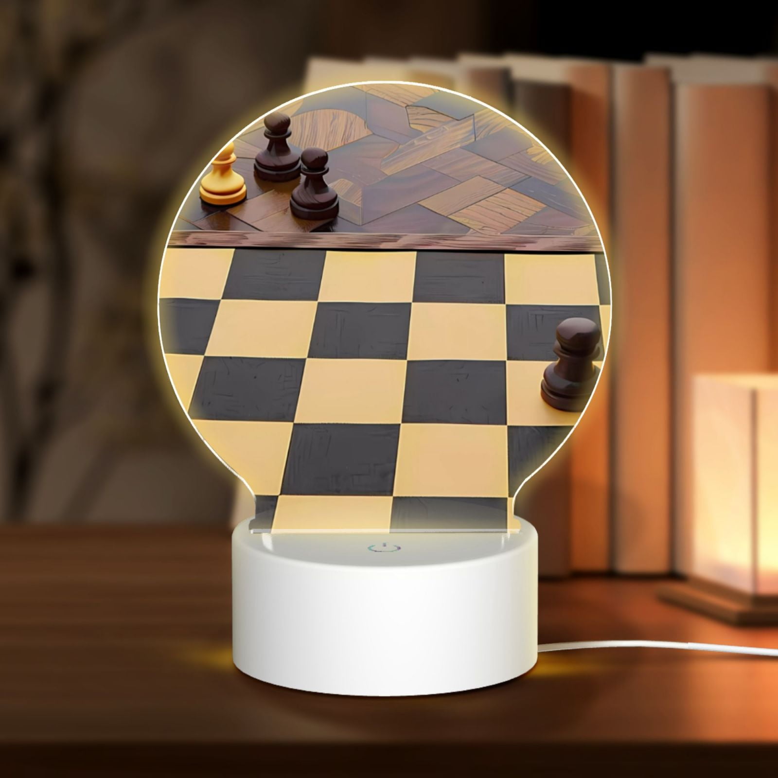 Pofeuu Chess Board With Pawns Print LED Christmas Night Light Lamp Base ...