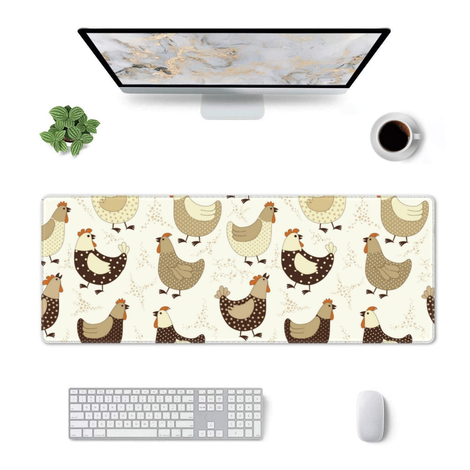 Pofeuu Chicken Cartoon Print Desk Mat for Keyboard and Mouse，Computer ...