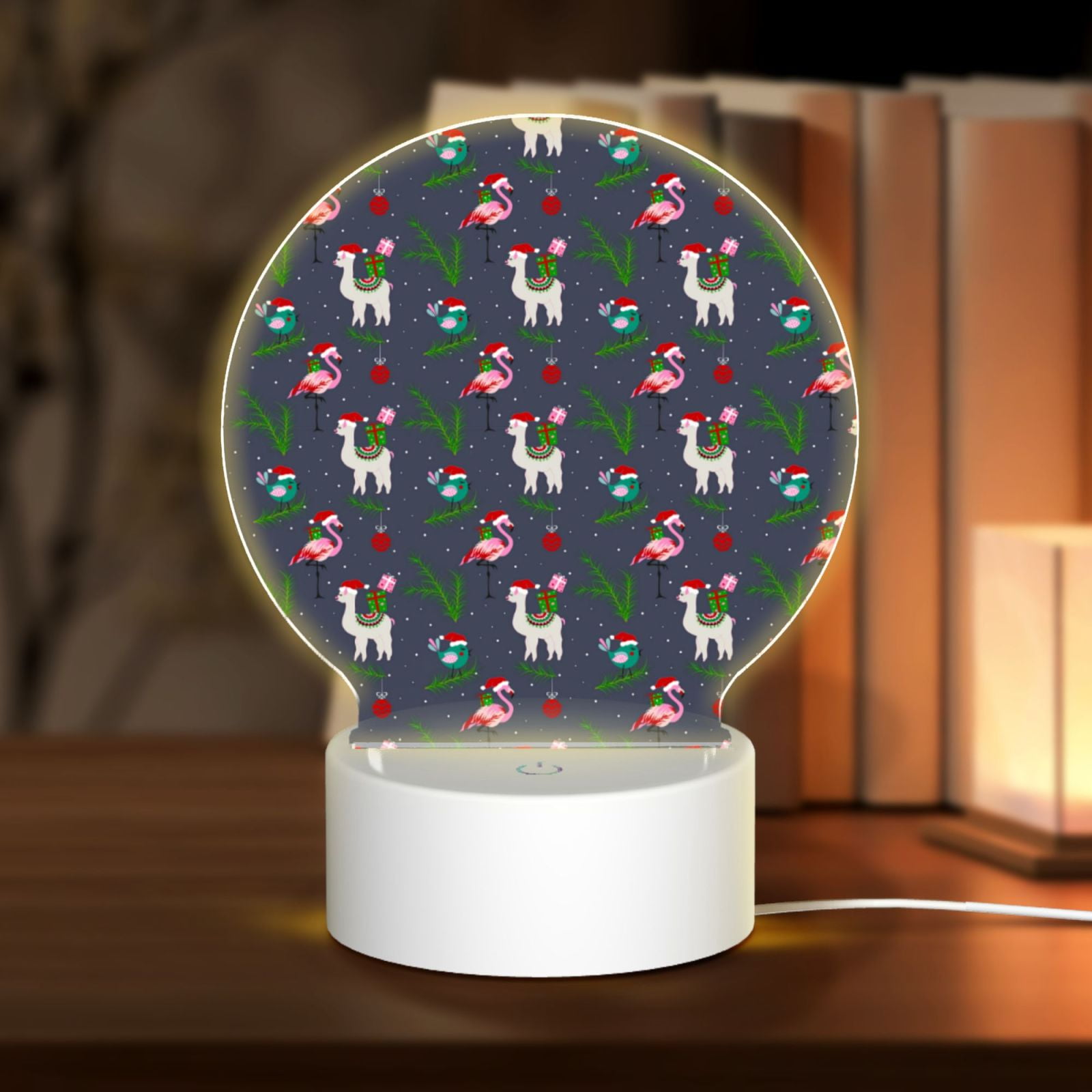 Pofeuu Christmas Party Print LED Christmas Night Light Lamp Base Gift ...