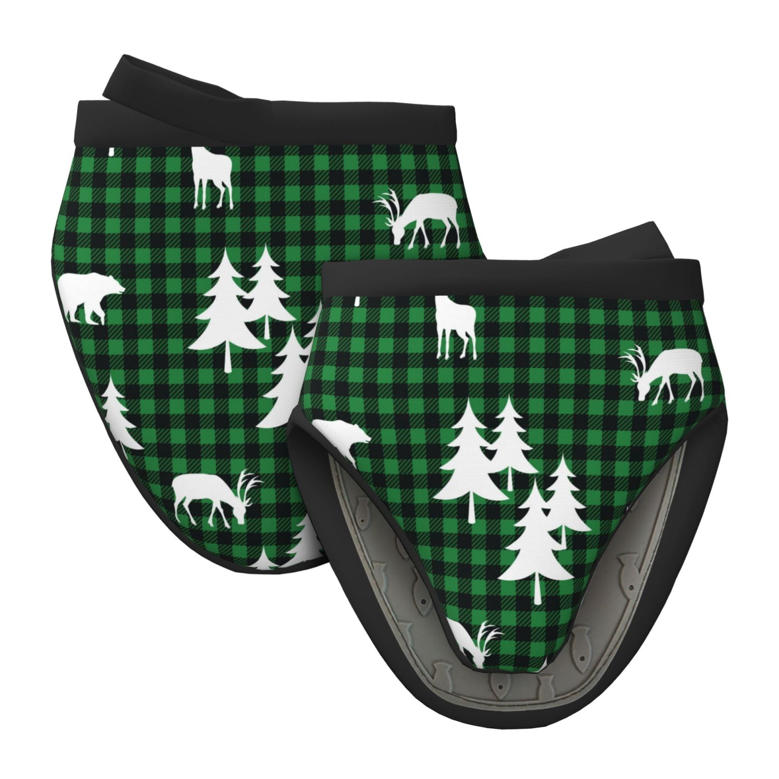 Pofeuu Christmas tree green plaid Print Thickened Mini Silicone Oven ...