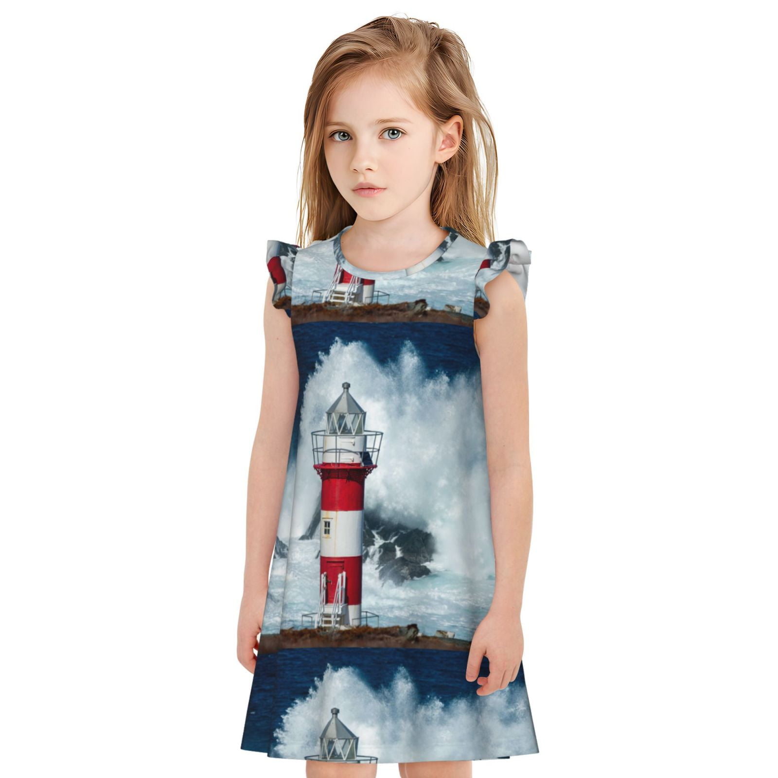 Pofeuu Circular Lighthouse Print Girls Nightgowns, Nightgown Princess ...