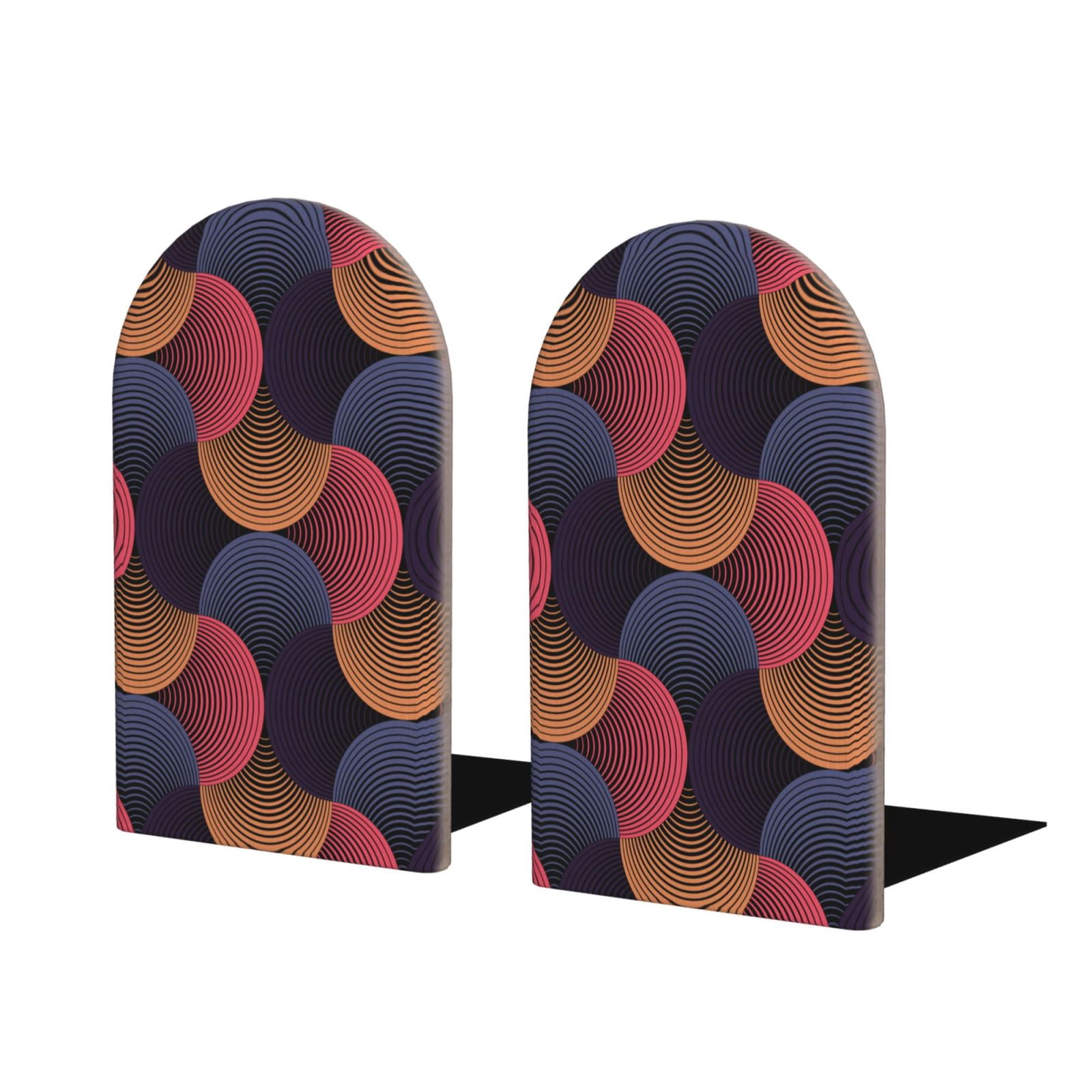 Pofeuu Circular Stripes Print Large Bookend Hold Heavy Books- Wood ...