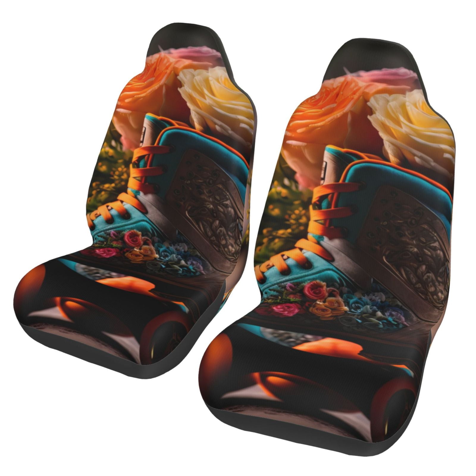 Pofeuu Classic Floral Blue Skate Shoes Print Automotive Car Seat Covers ...