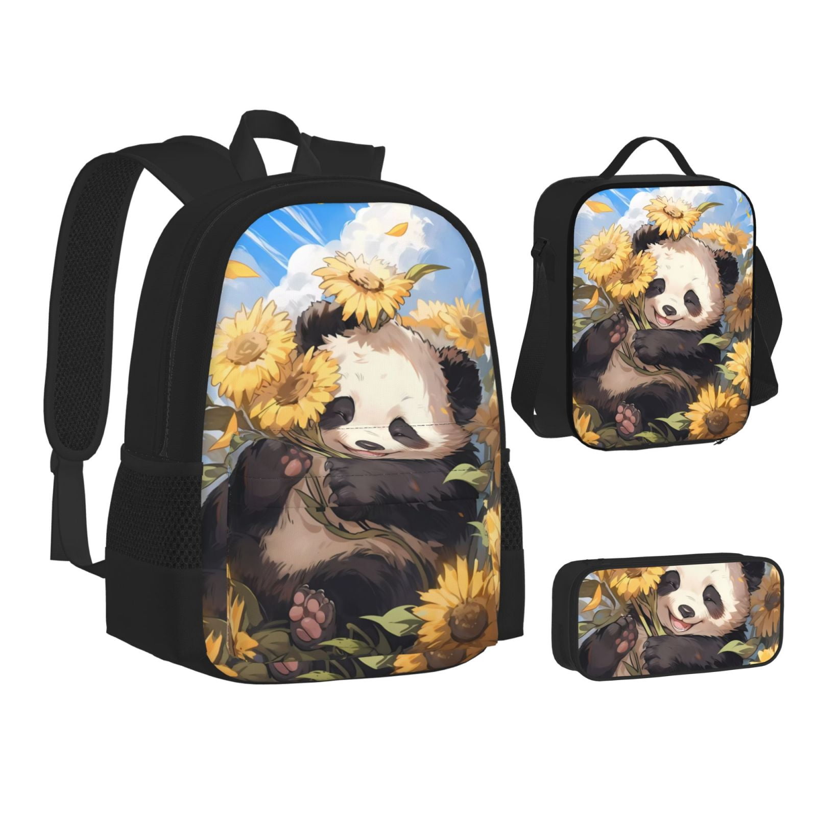 Pofeuu Clear Sky Cute Sunflower Panda Print Backpack Travel Backpacks ...