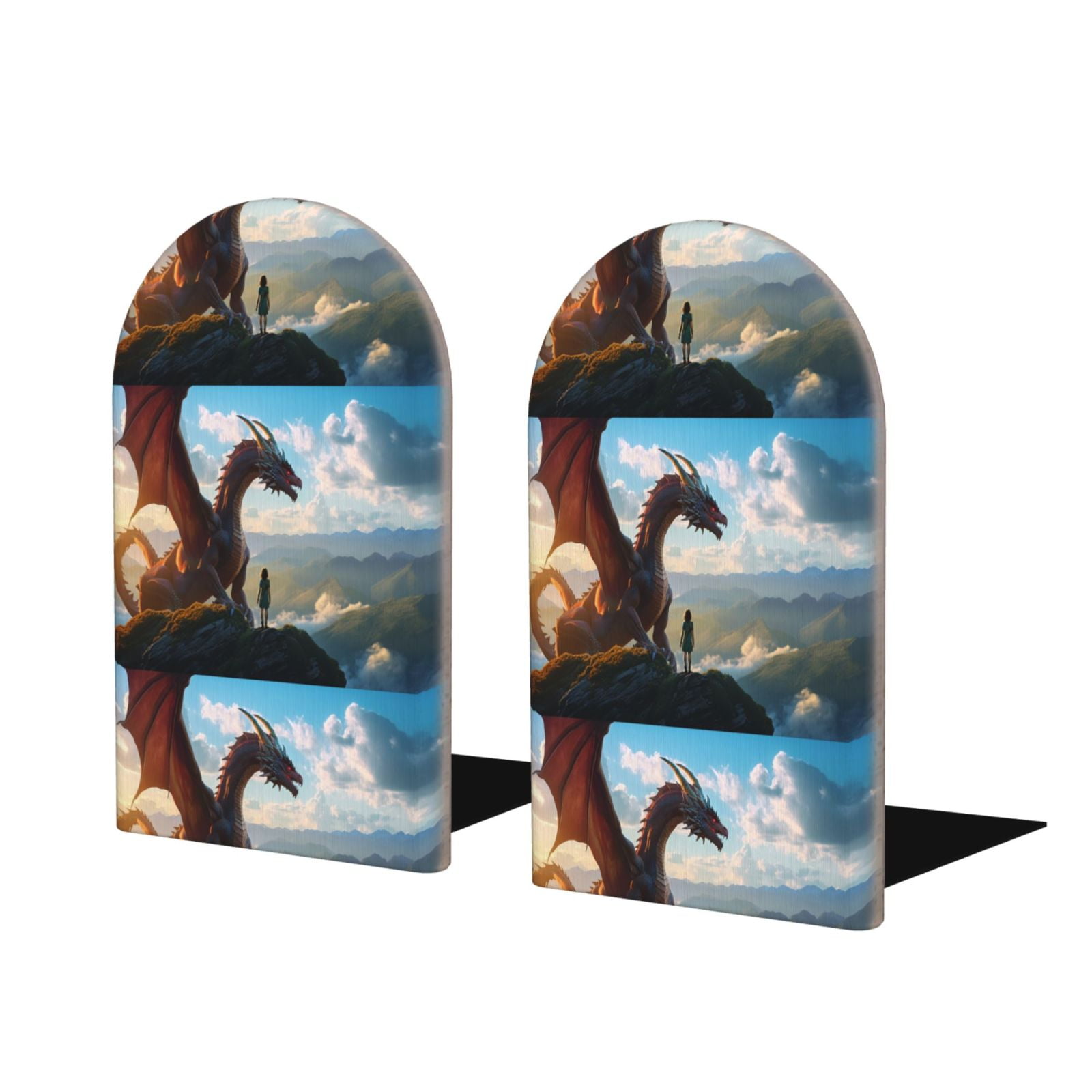 Pofeuu Clear Sky Mountain Red Dragon Print Large Bookend Hold Heavy ...