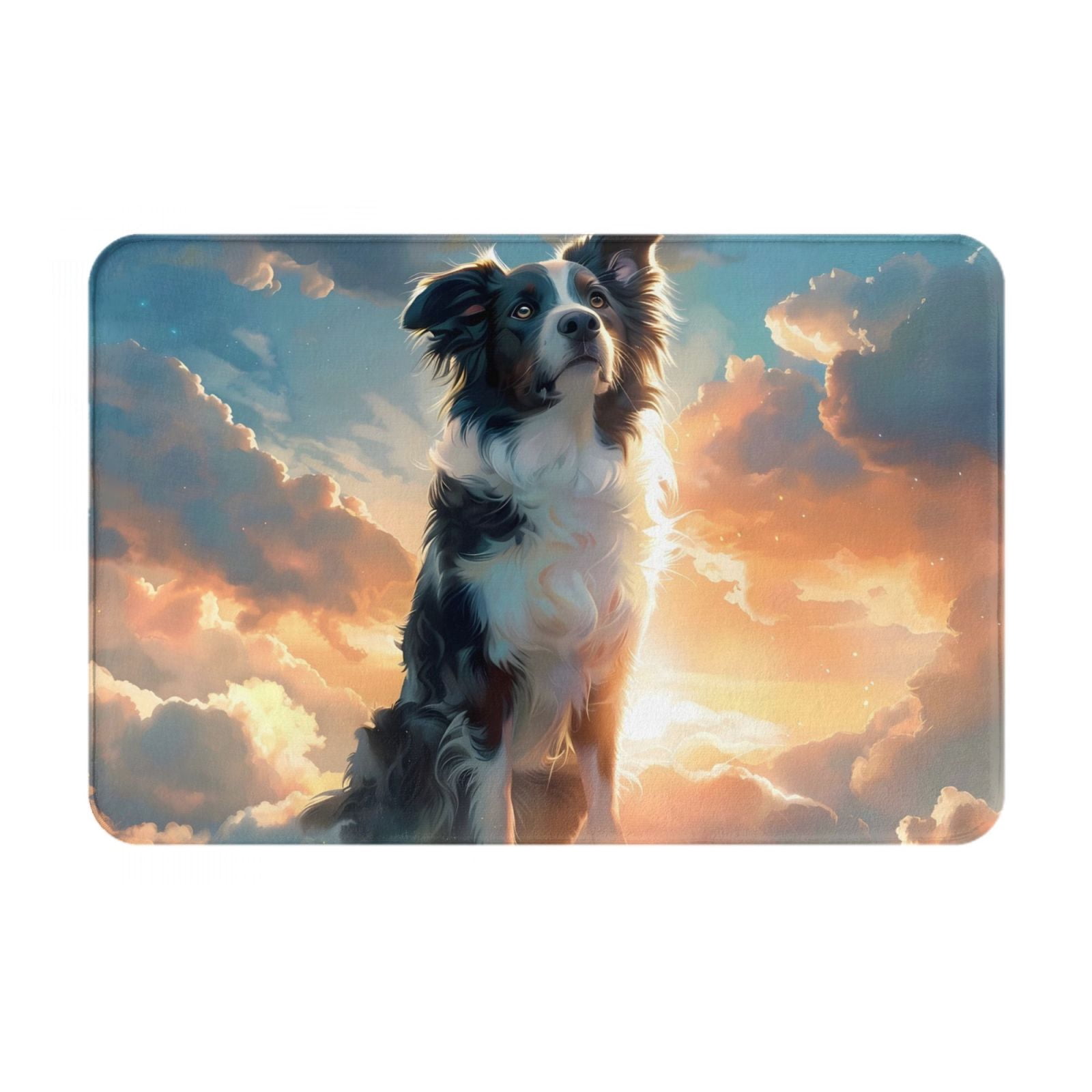 Pofeuu Cloud Border Collie Print Flannel Doormats Rug16"x24"Rug ...