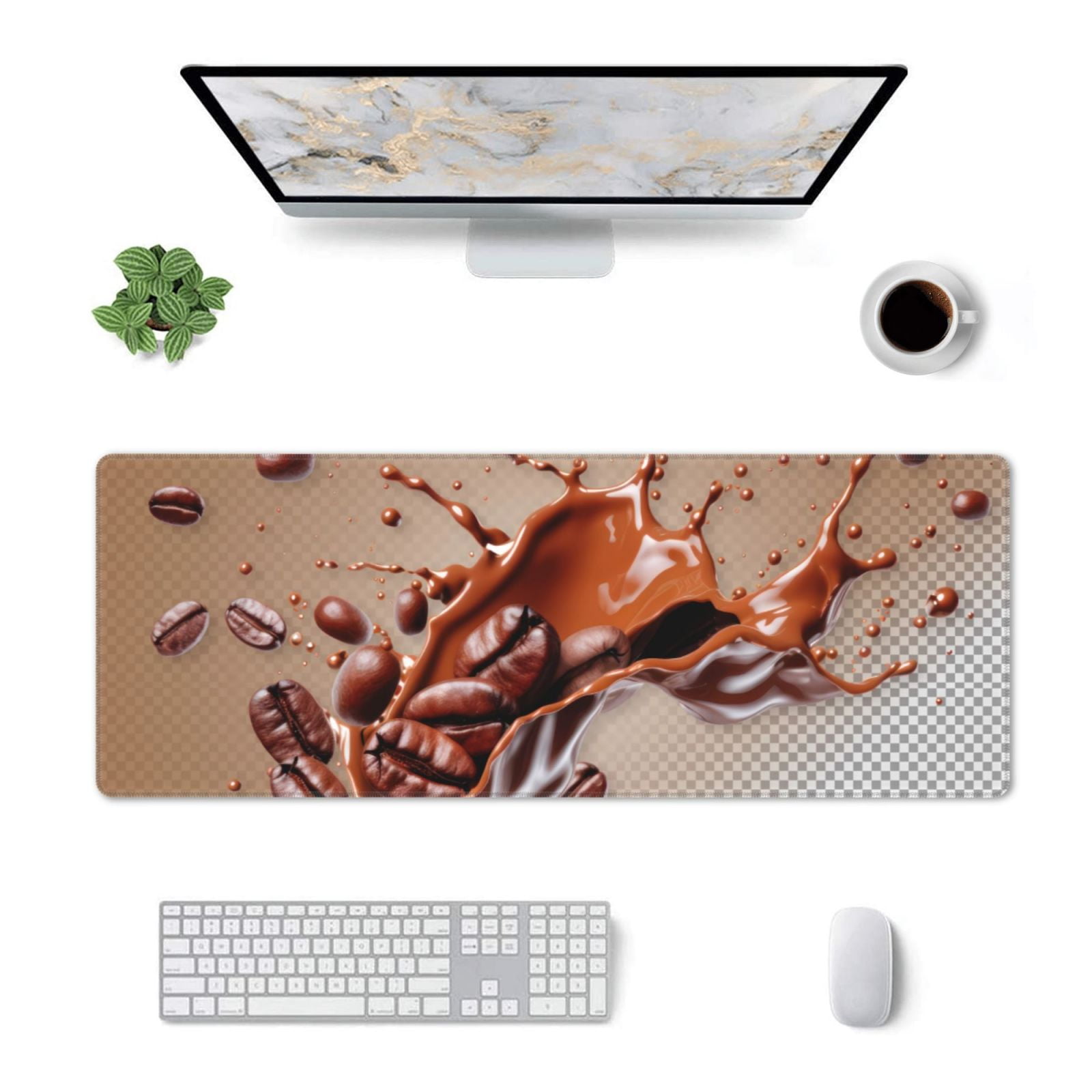 Pofeuu Coffee Beans Chocolate Splash Print Desk Mat for Keyboard and ...
