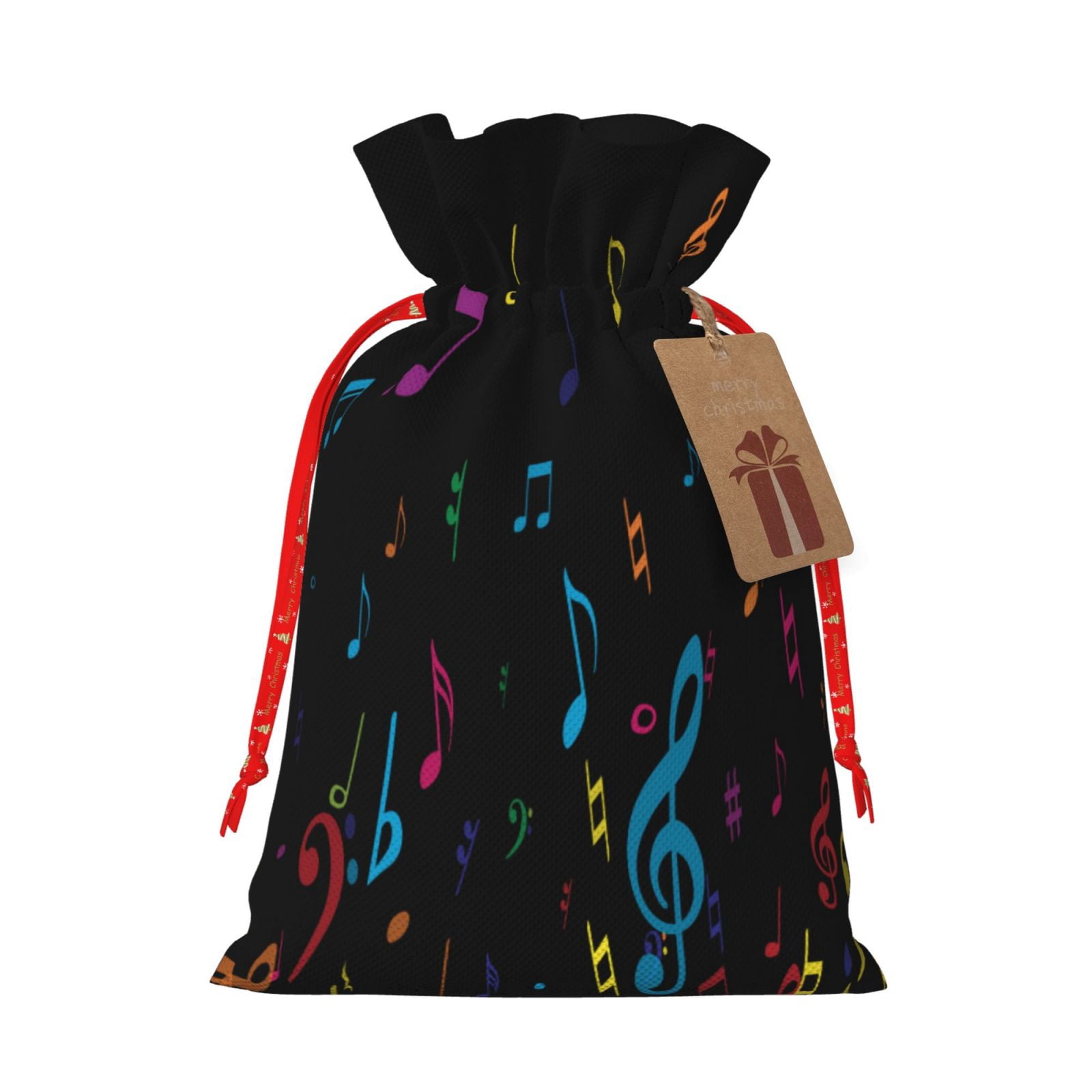 Pofeuu Color Musical Notes Print Burlap Bags with Drawstrings ...