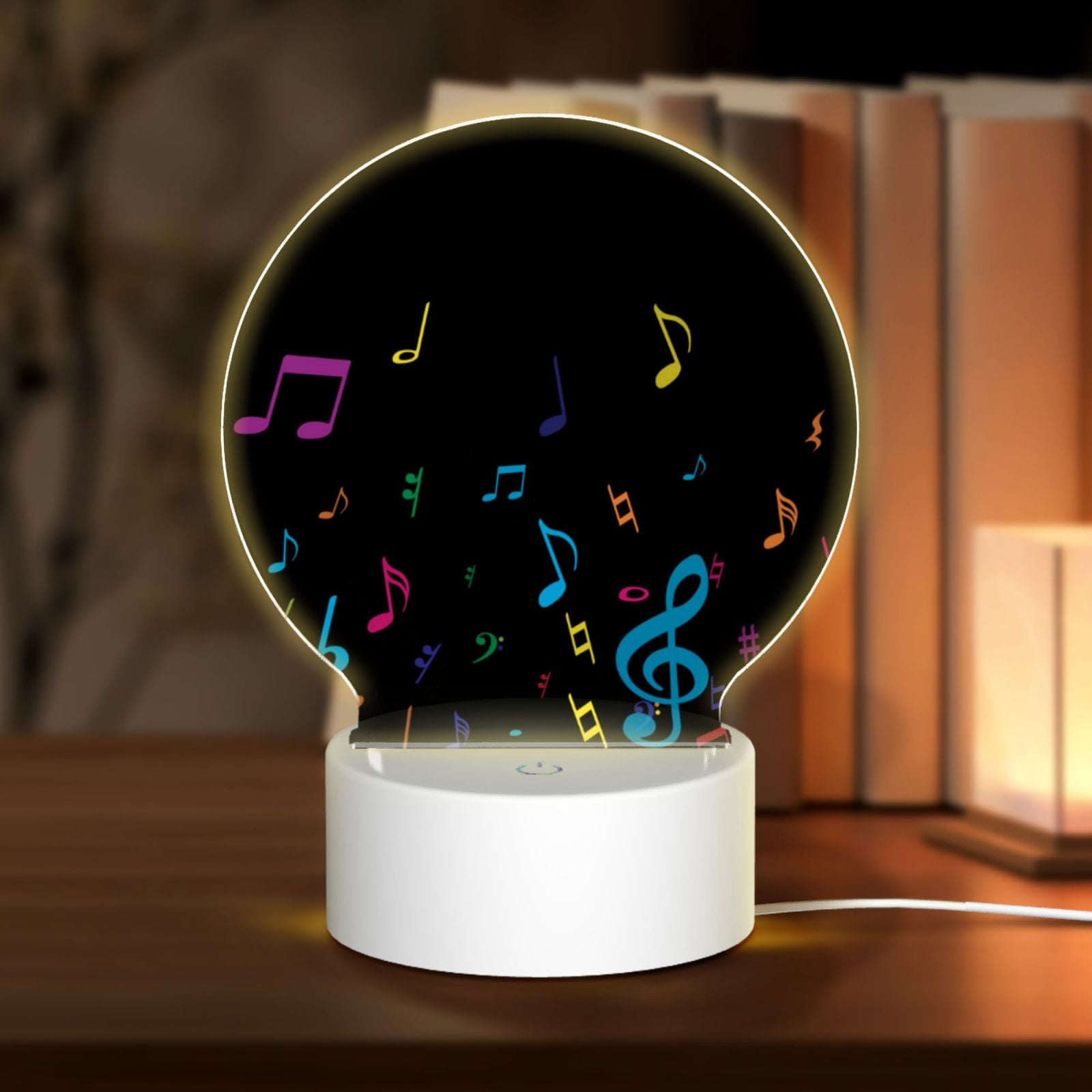 Pofeuu Color Musical Notes Print LED Christmas Night Light Lamp Base ...