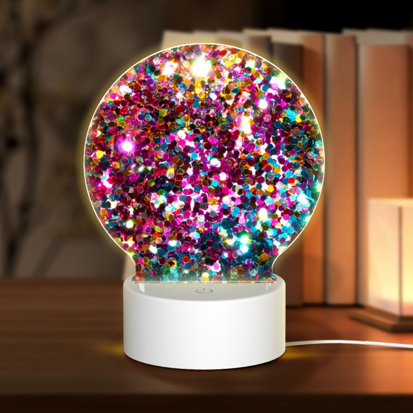 Pofeuu Color Shiny Print LED Christmas Night Light Lamp Base Gift DIY ...