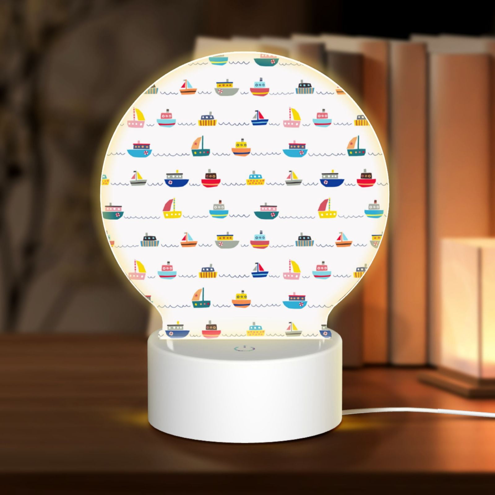 Pofeuu Color Ships Print LED Christmas Night Light Lamp Base Gift DIY ...