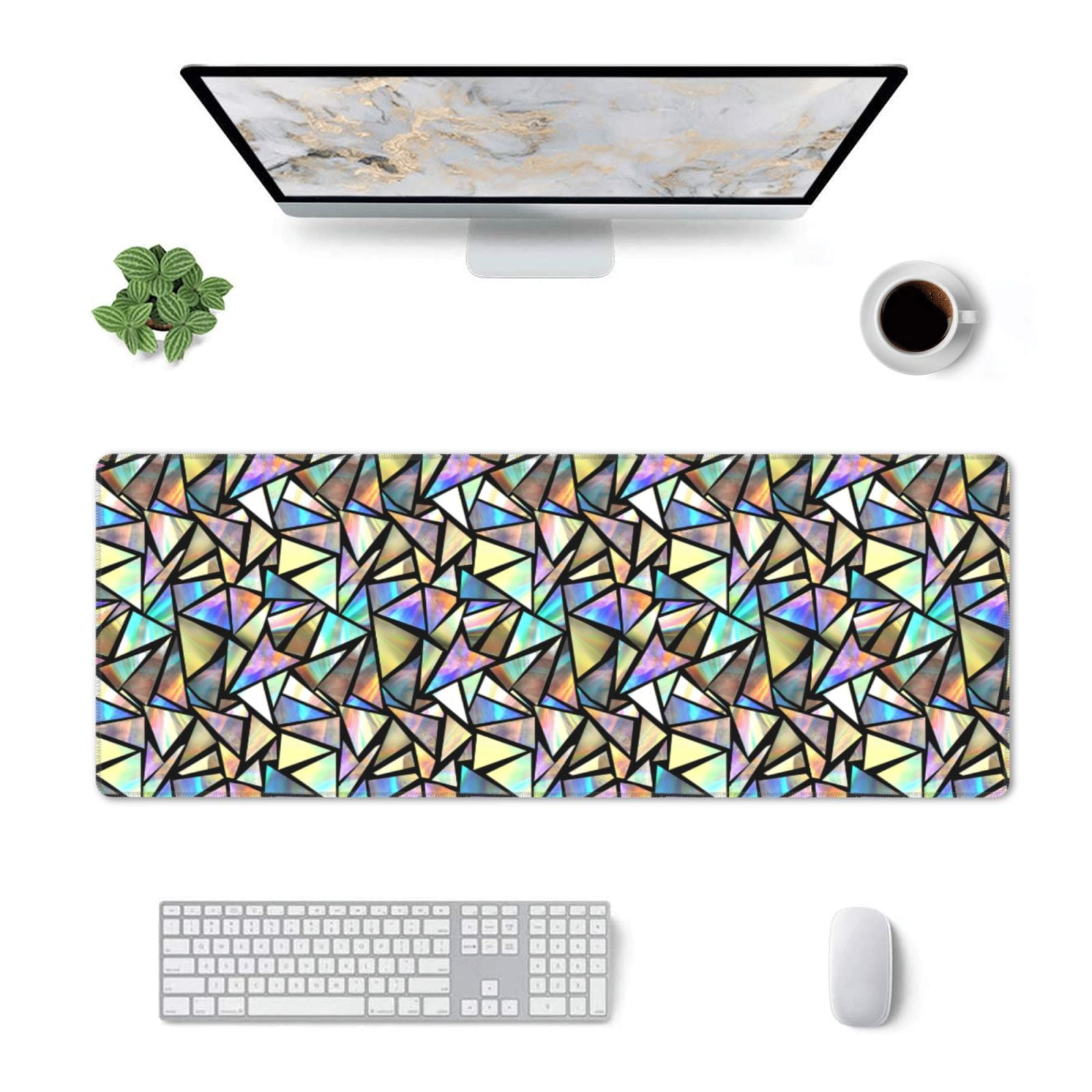 Pofeuu Colored Glass Print Desk Mat for Keyboard and Mouse，Computer ...