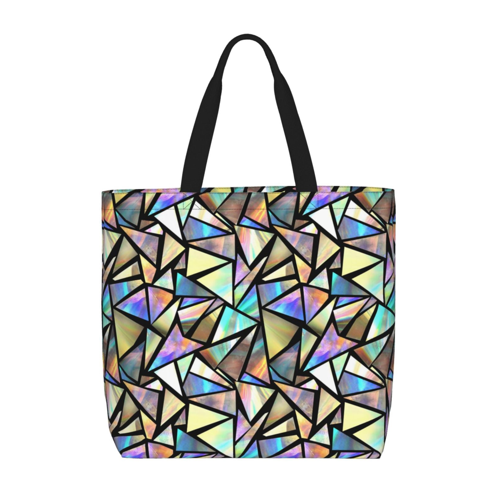 Pofeuu Colored Glass Print Tote Bag for Women,Hobo HandBags with Zipper ...
