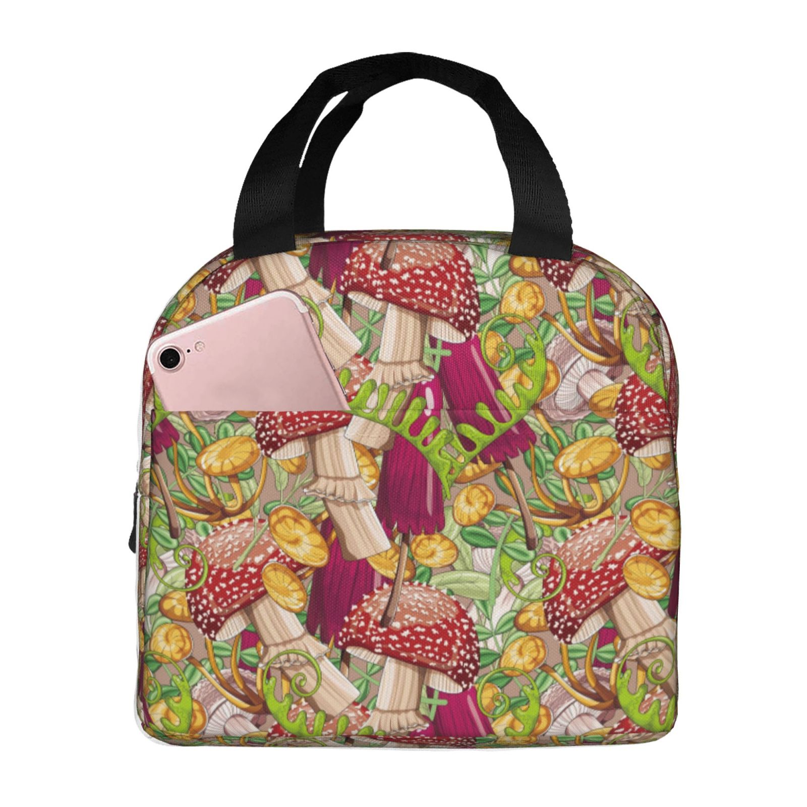 Pofeuu Colored Large Mushrooms and Leaves Print Lunch Bag Lunch Box ...