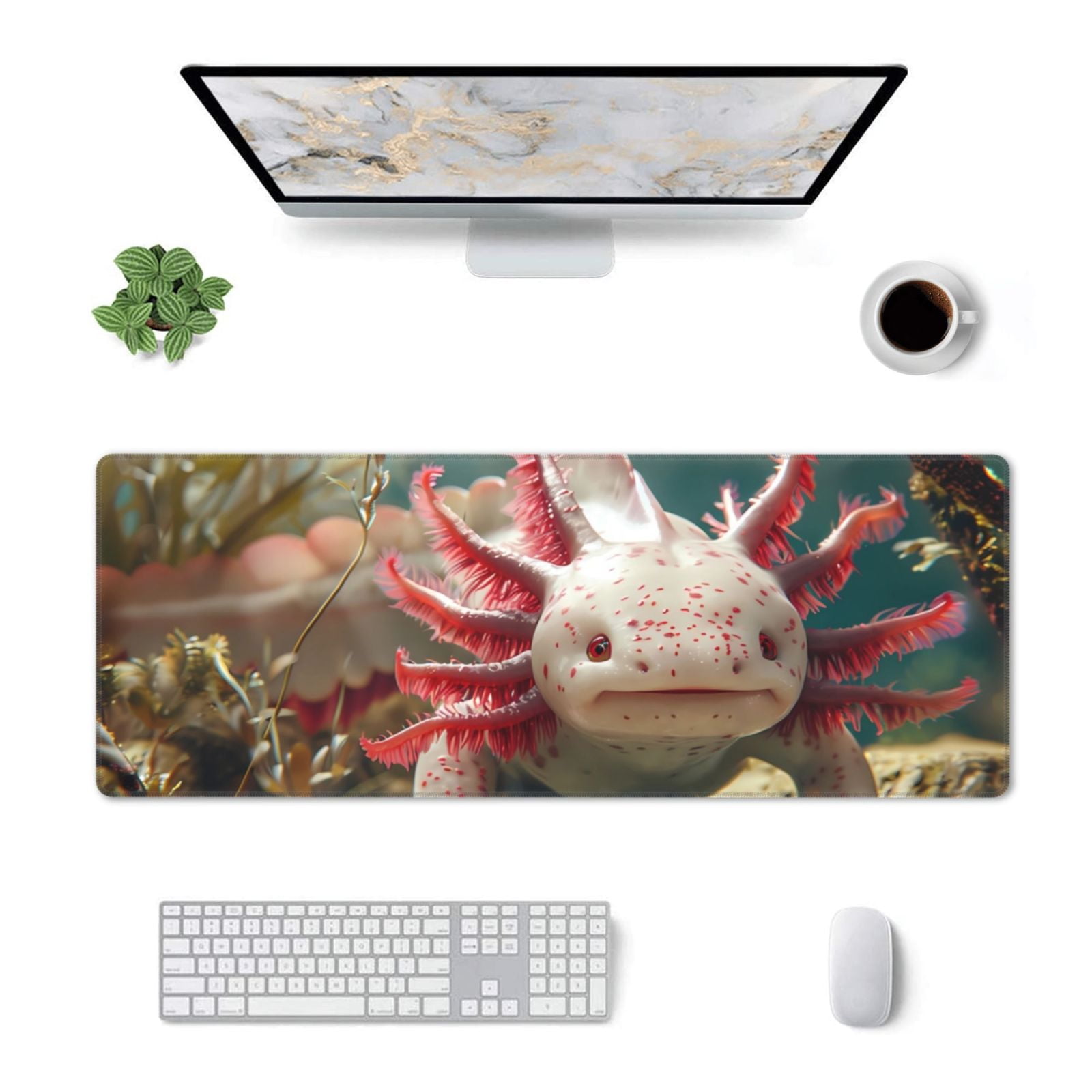 Pofeuu Colorful Axolotl Underwater Print Desk Mat for Keyboard and ...