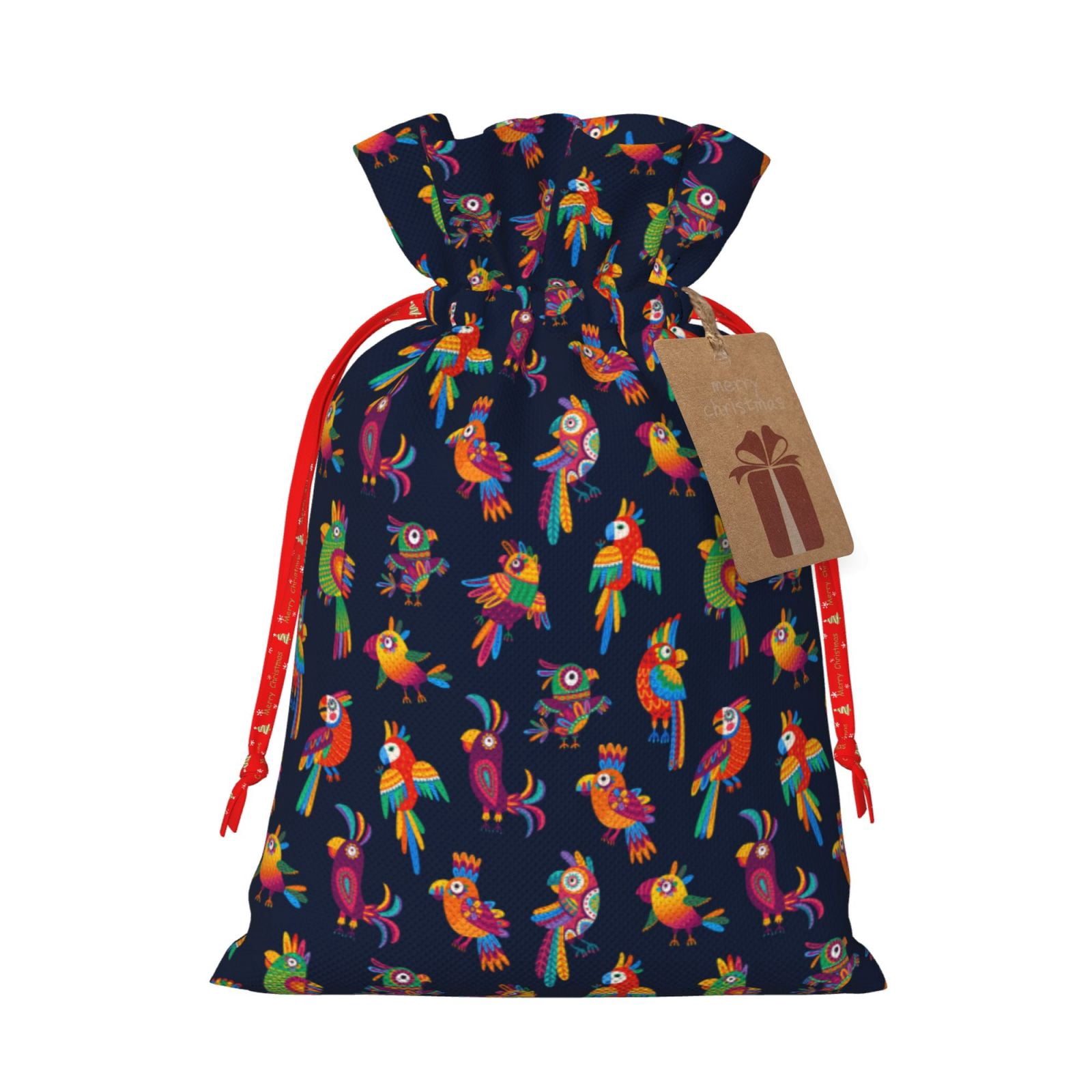 Pofeuu Colorful Birds Print Burlap Bags with Drawstrings Drawstring ...