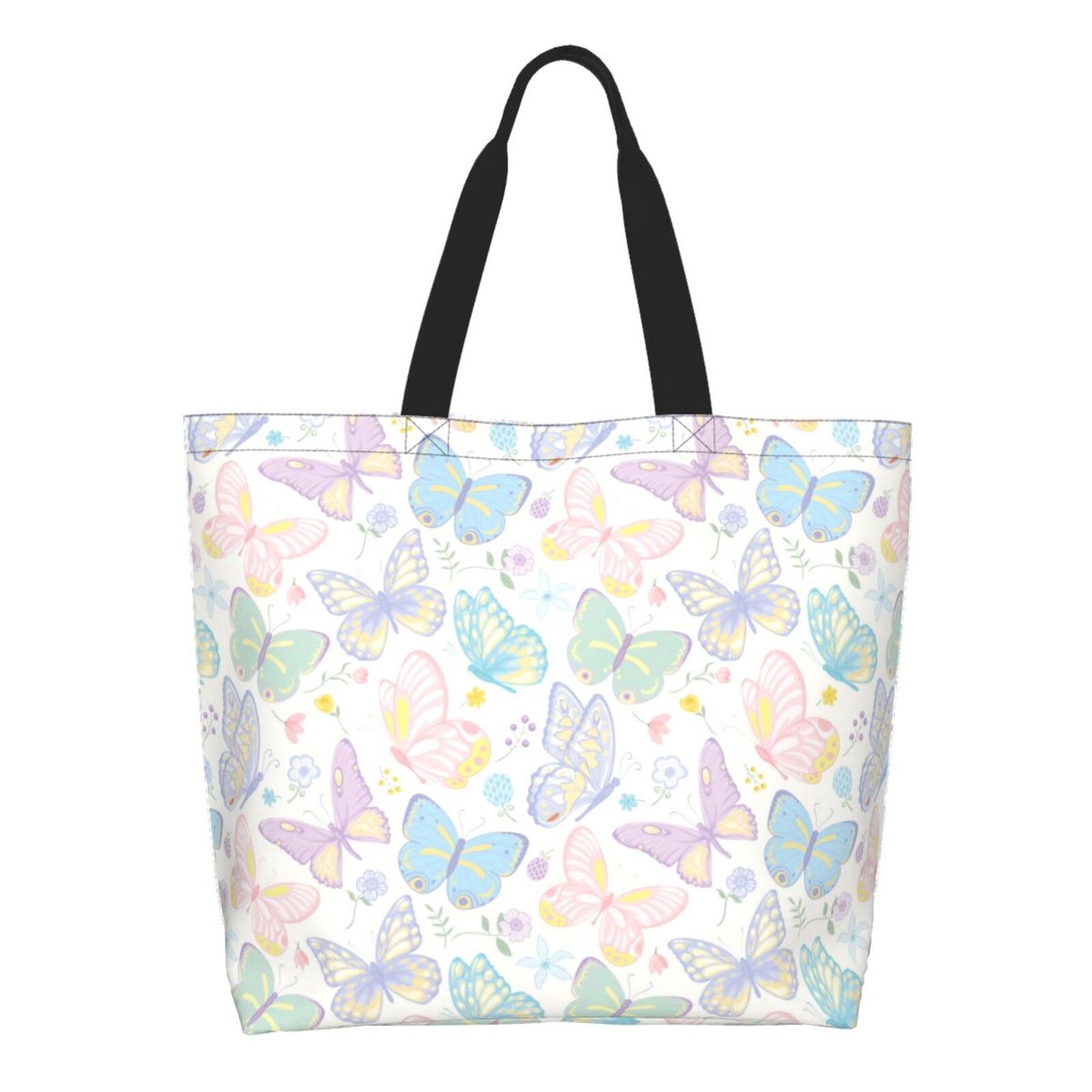 Pofeuu Colorful Butterfly Print Reusable Grocery Bags - Washable ...