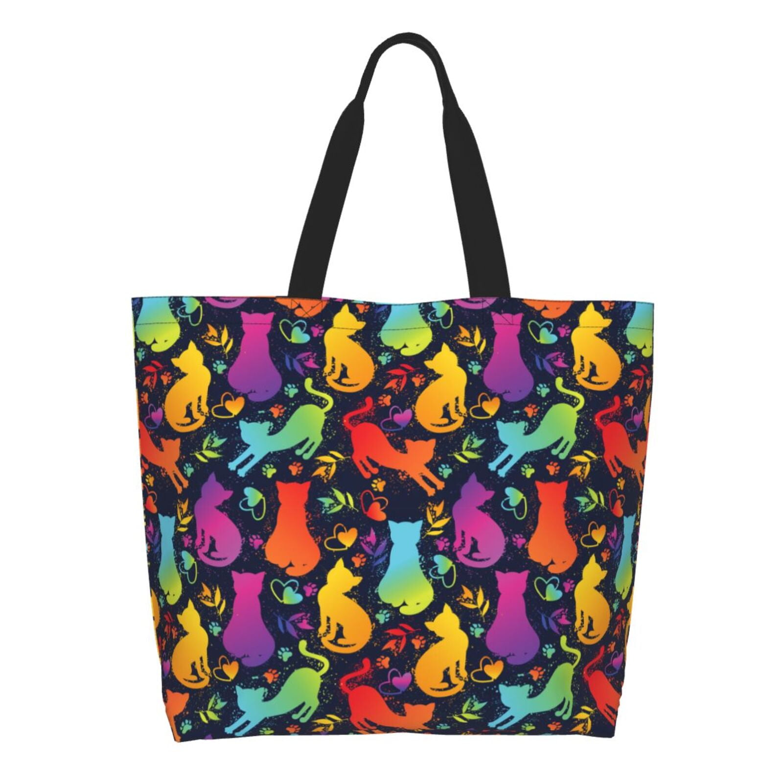 Pofeuu Colorful Cats Print Reusable Grocery Bags - Washable, Foldable ...