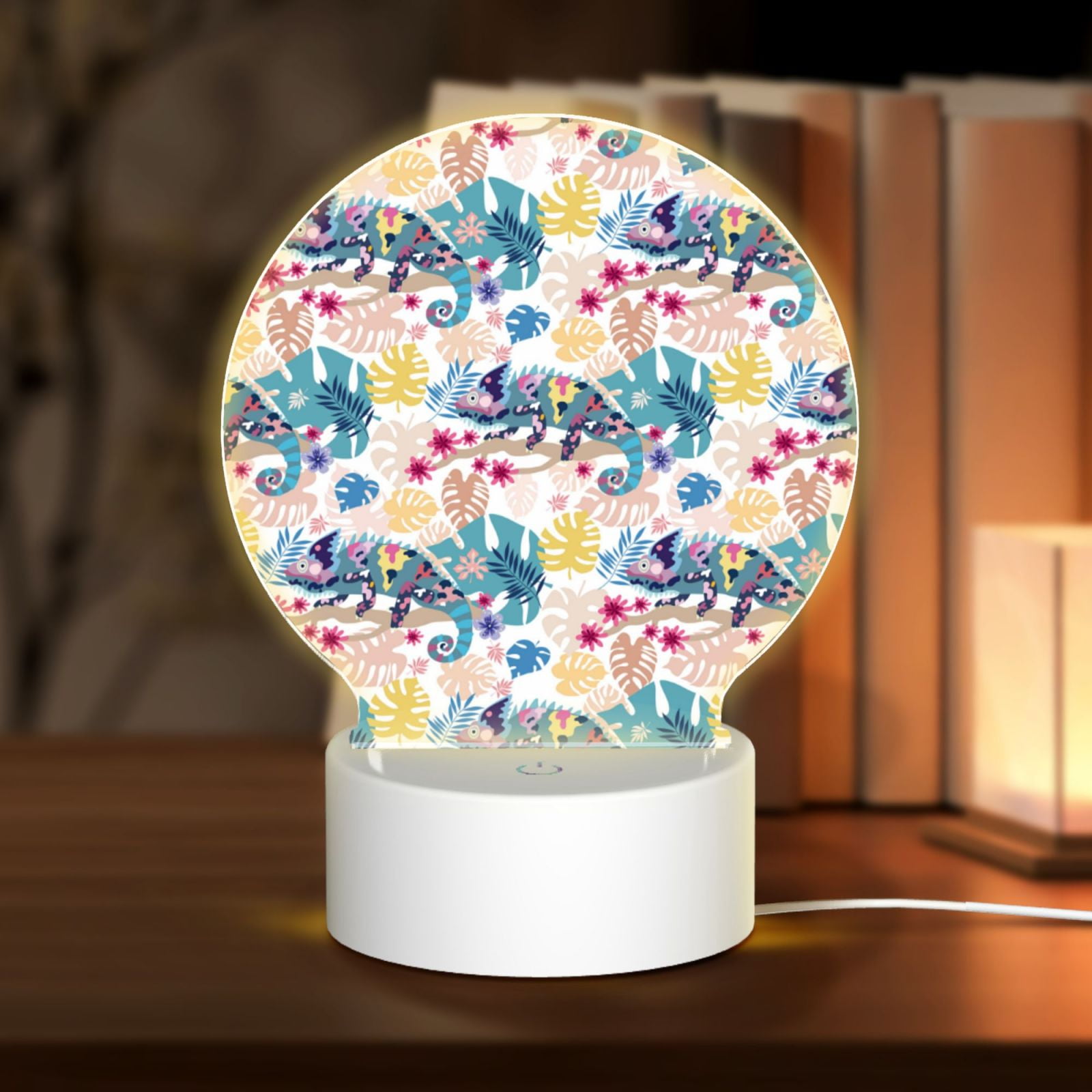 Pofeuu Colorful Chameleons Print LED Christmas Night Light Lamp Base ...