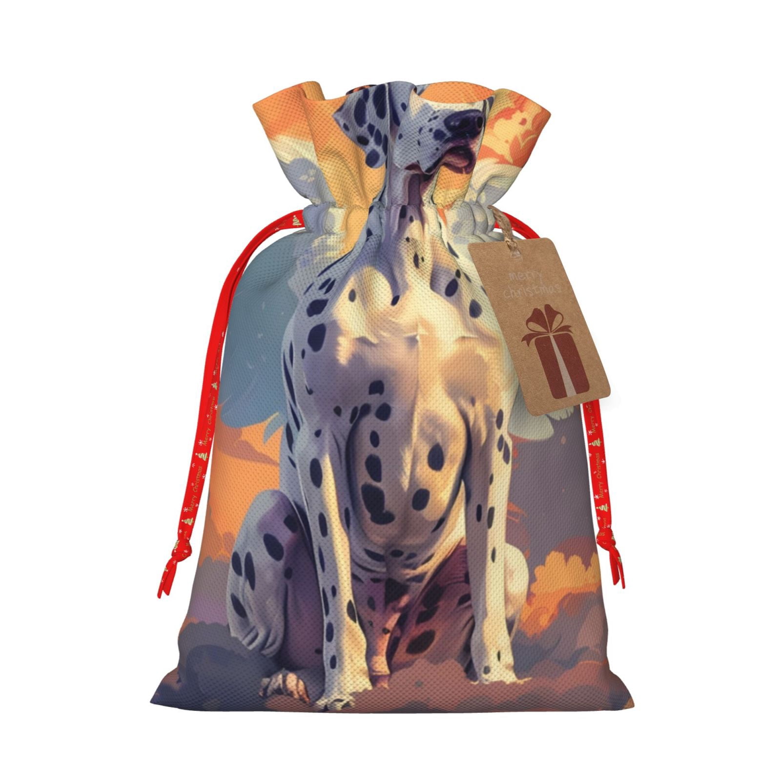 Pofeuu Colorful Cloud Spotted Dog Print Burlap Bags with Drawstrings ...