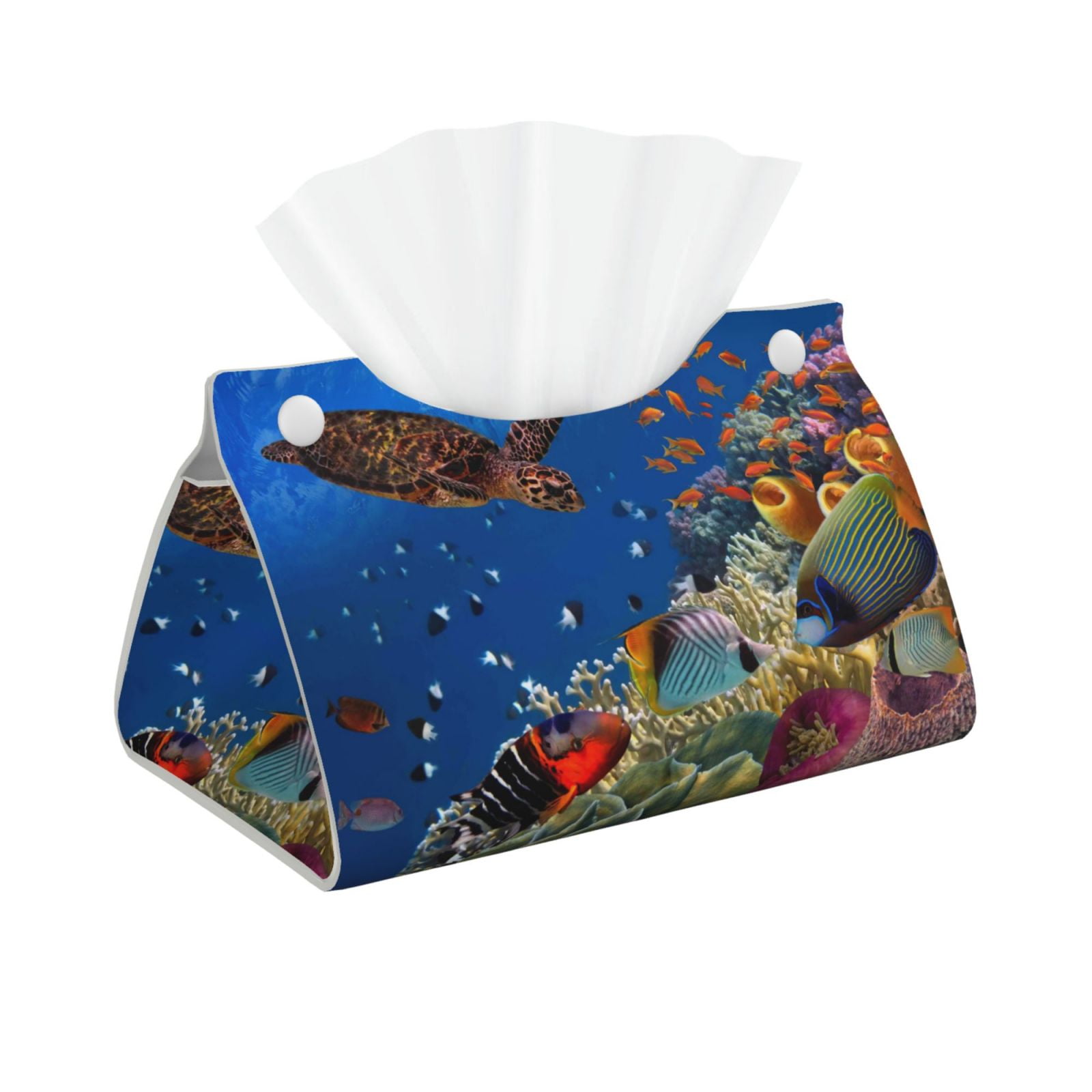 Pofeuu Colorful Coral Reef Print Tissue Box Cover, Modern Decorative PU ...