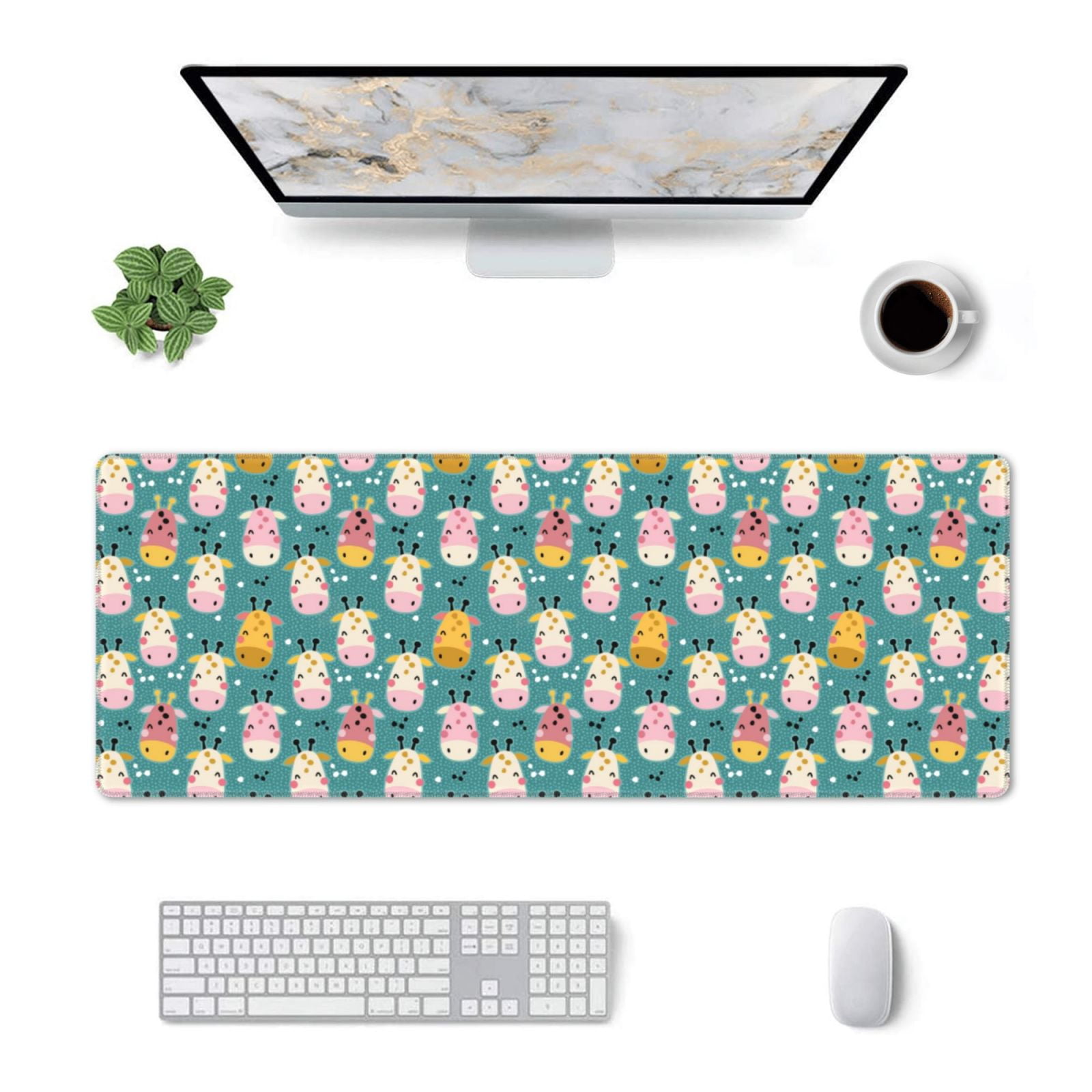Pofeuu Colorful Cow Print Desk Mat for Keyboard and Mouse，Computer Desk ...