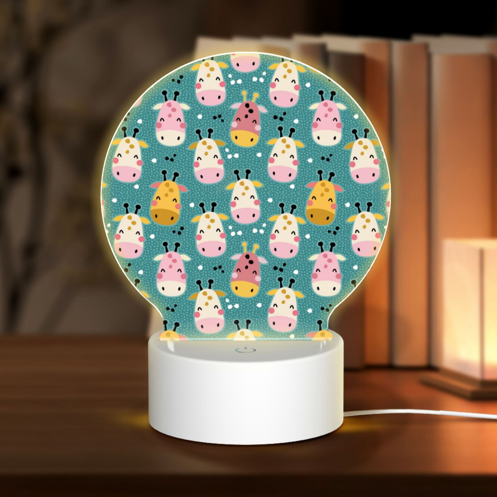 Pofeuu Colorful Cow Print LED Christmas Night Light Lamp Base Gift DIY ...