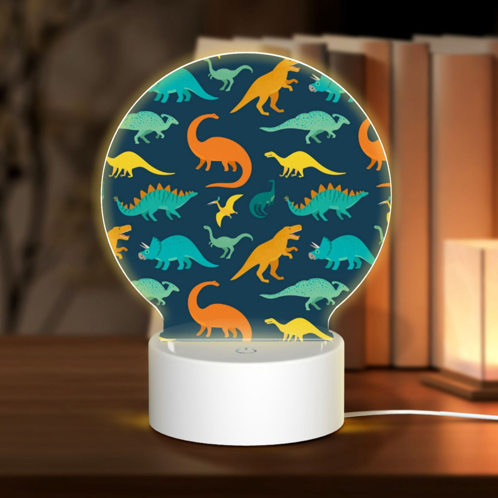 Pofeuu Colorful Dinosaur Print LED Christmas Night Light Lamp Base Gift ...