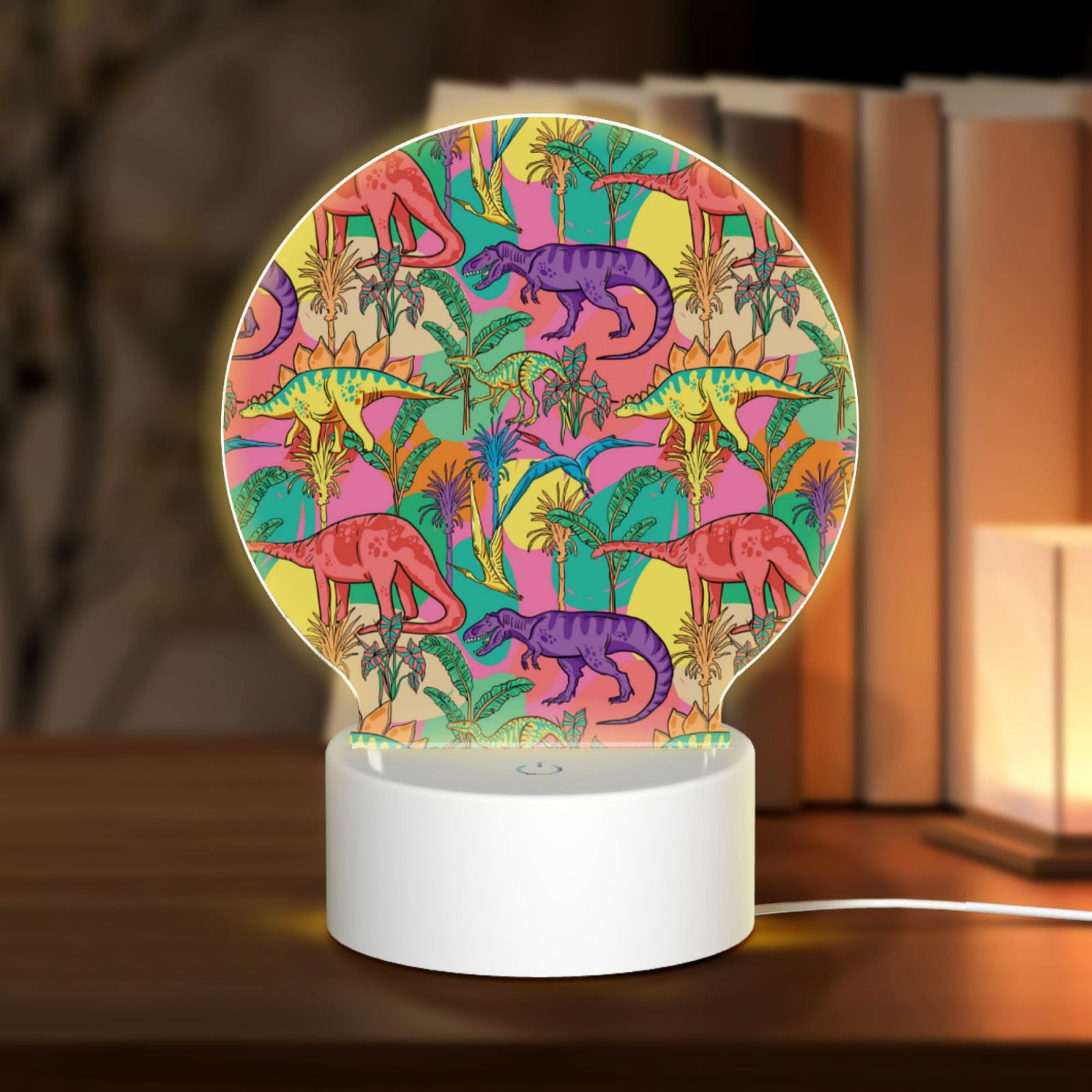 Pofeuu Colorful Dinosaur Print LED Christmas Night Light Lamp Base Gift ...