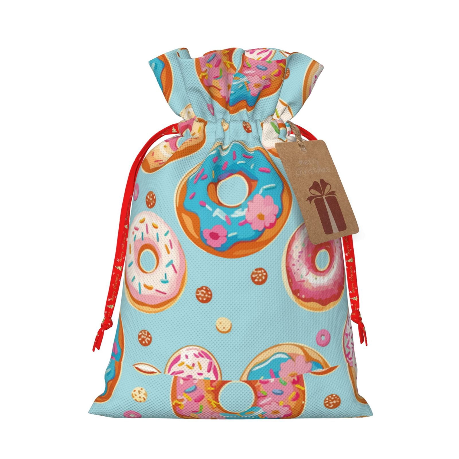 Pofeuu Colorful Donut Print Burlap Bags with Drawstrings Drawstring ...