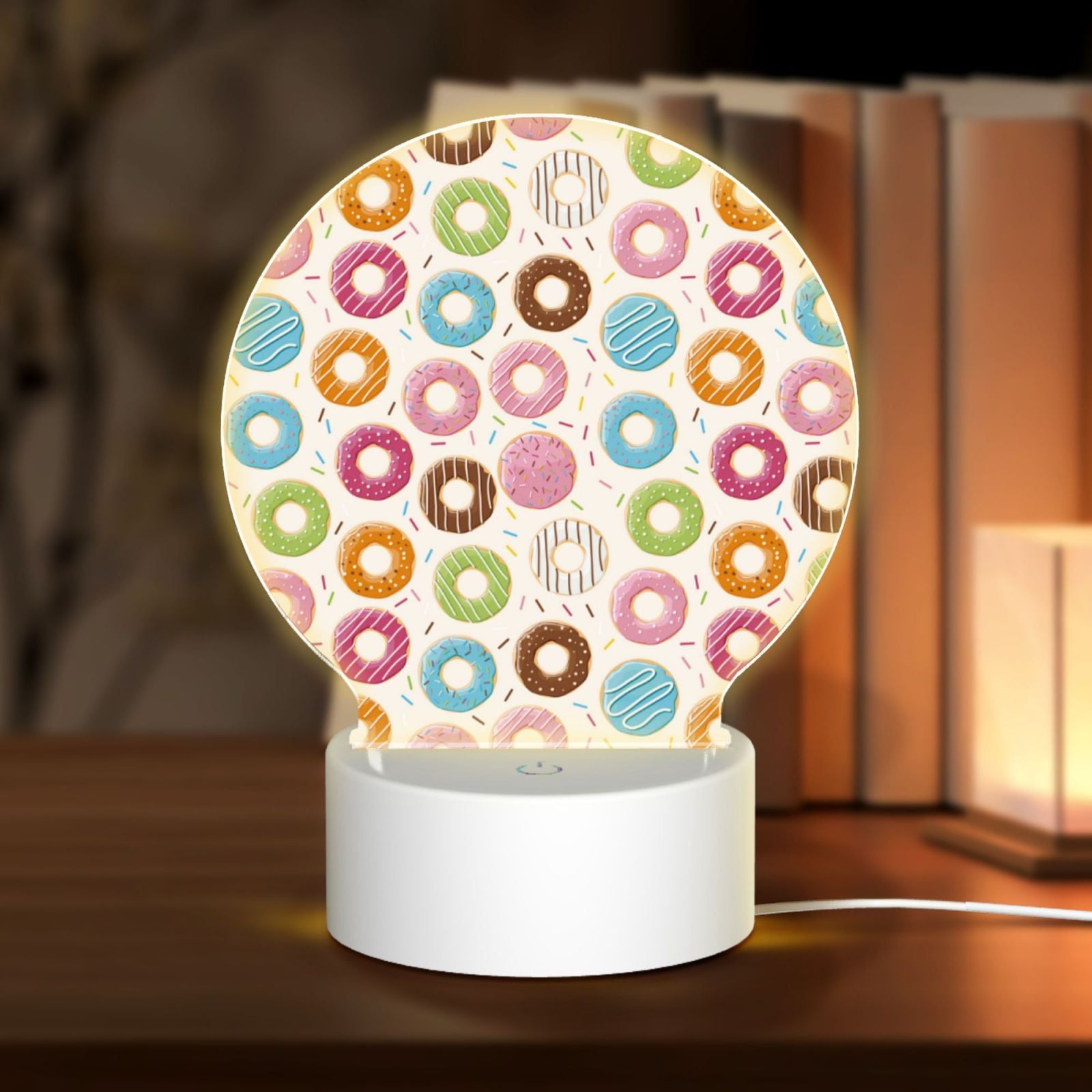 Pofeuu Colorful Donuts Print LED Christmas Night Light Lamp Base Gift ...