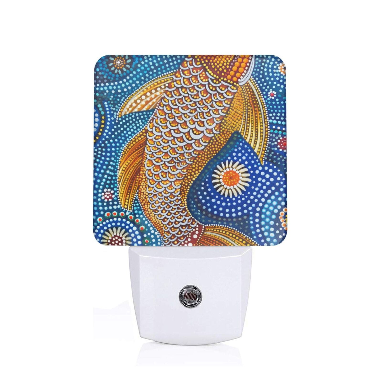 Pofeuu Colorful Dot Art Fish Print Night Lights Plug into Wall with ...