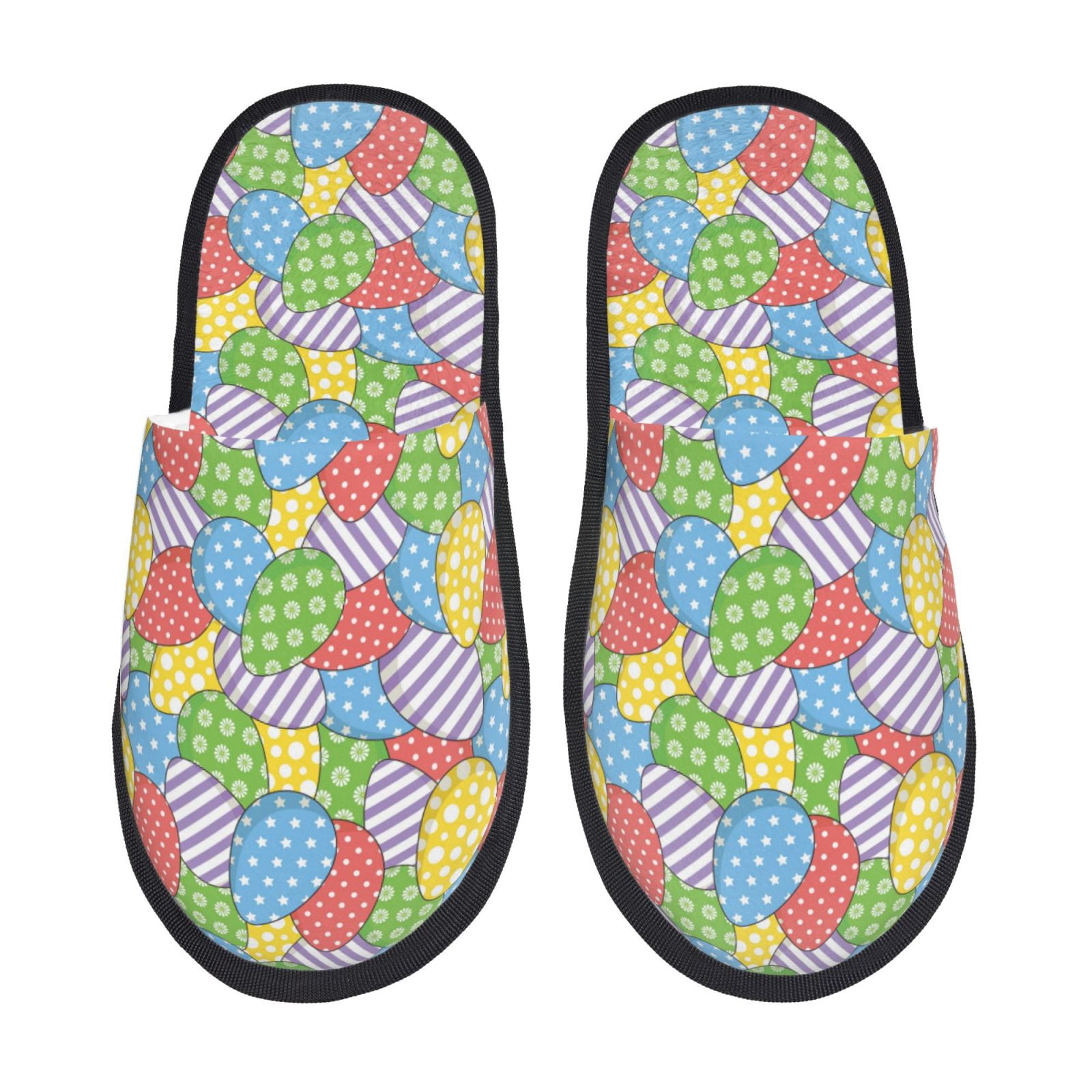 Pofeuu Colorful Easter eggs Print EVA Fuzzy House super light Slippers ...