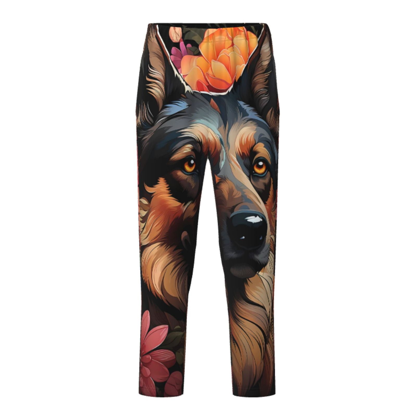 Pofeuu Colorful Flower German Shepherd Print Teenagers' Pajama Pants ...