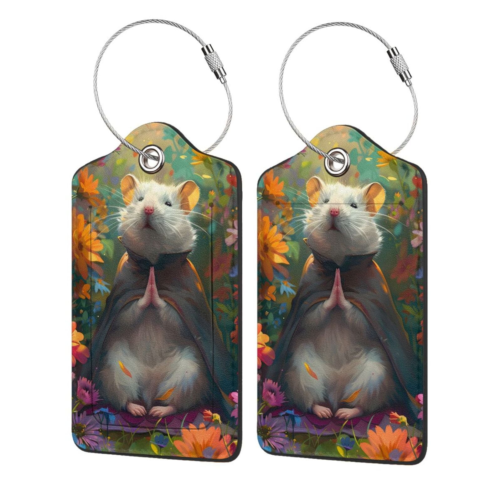 Pofeuu Colorful Flower Meditating Hamster Print Luggage Tags, Privacy ...